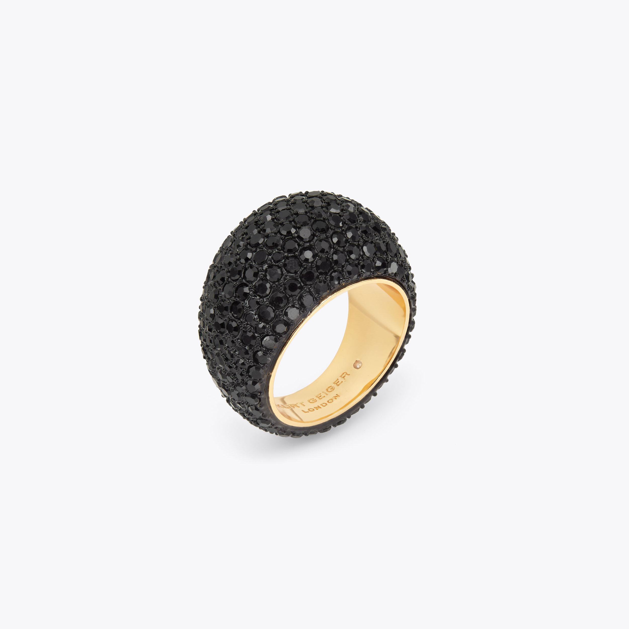 PAVE DOME RING Black Dome Ring by KURT GEIGER LONDON