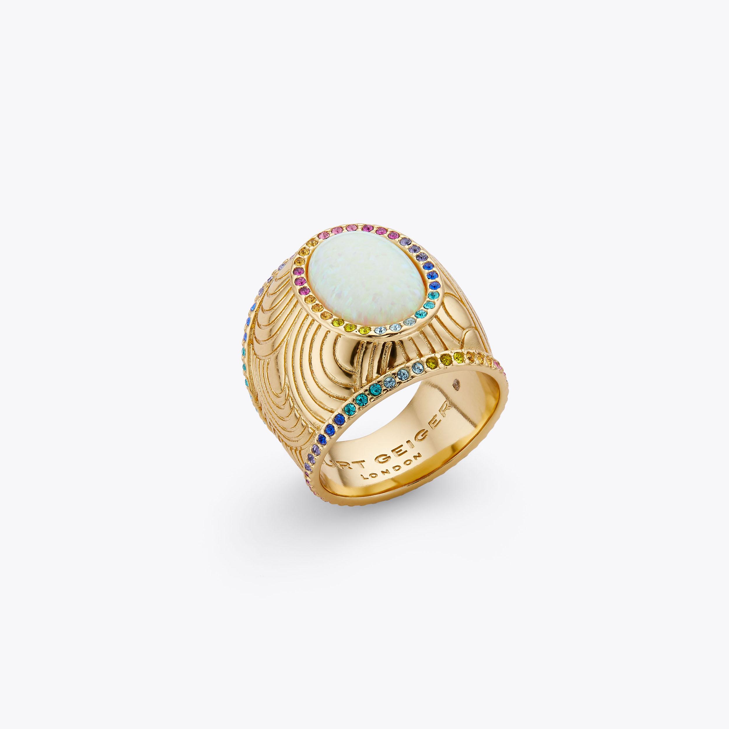 SOUTHBANK RING Gold Tone Southbank Wide Ring by KURT GEIGER LONDON