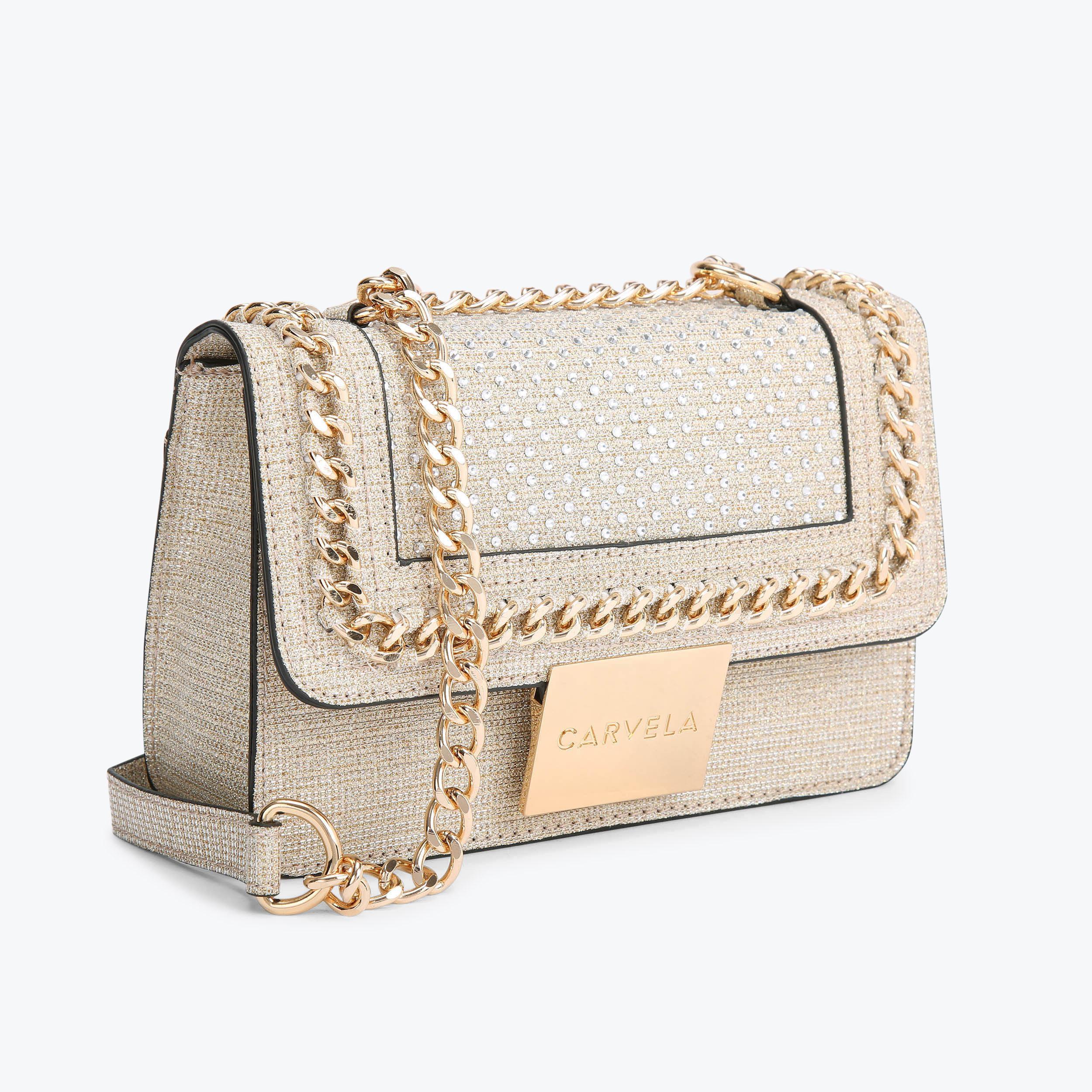 MINI BAILEY X BODY Gold Embellished Cross Body Bag by CARVELA