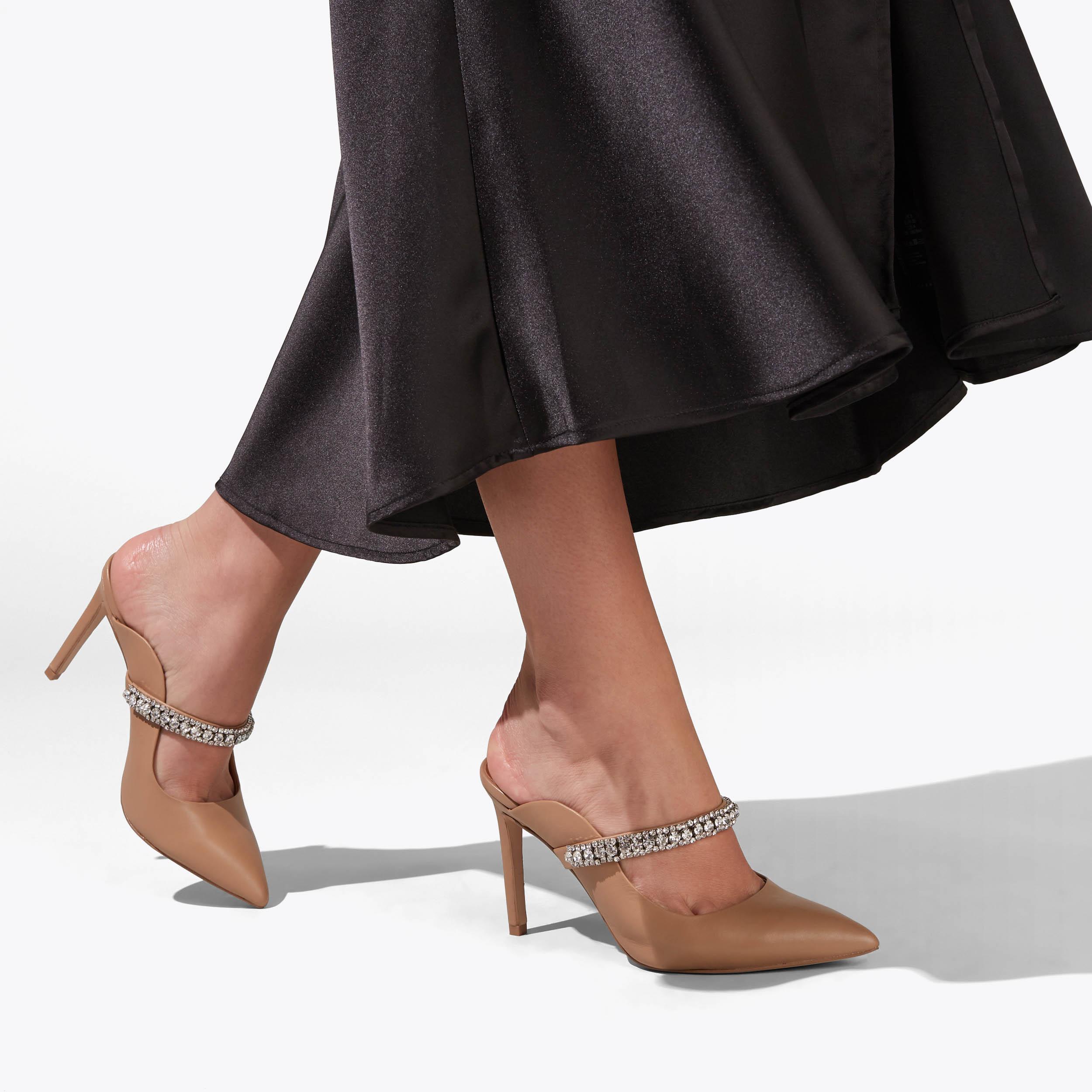 Duke Camel Embellished Stiletto Heel Mules By Kurt Geiger London