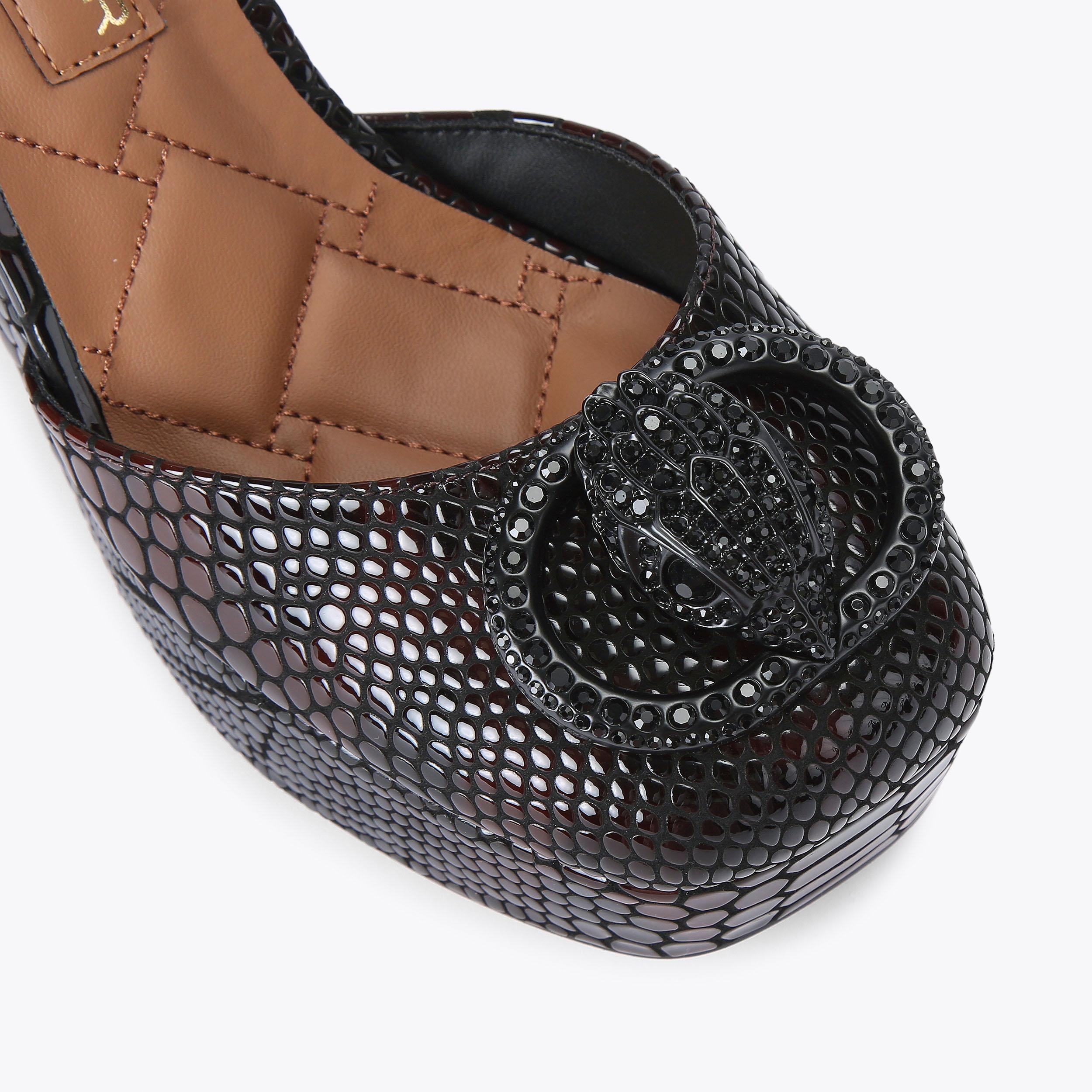 CHELSEA CLOSED PLATFORM Black Lizard Platform Heel by KURT GEIGER LONDON