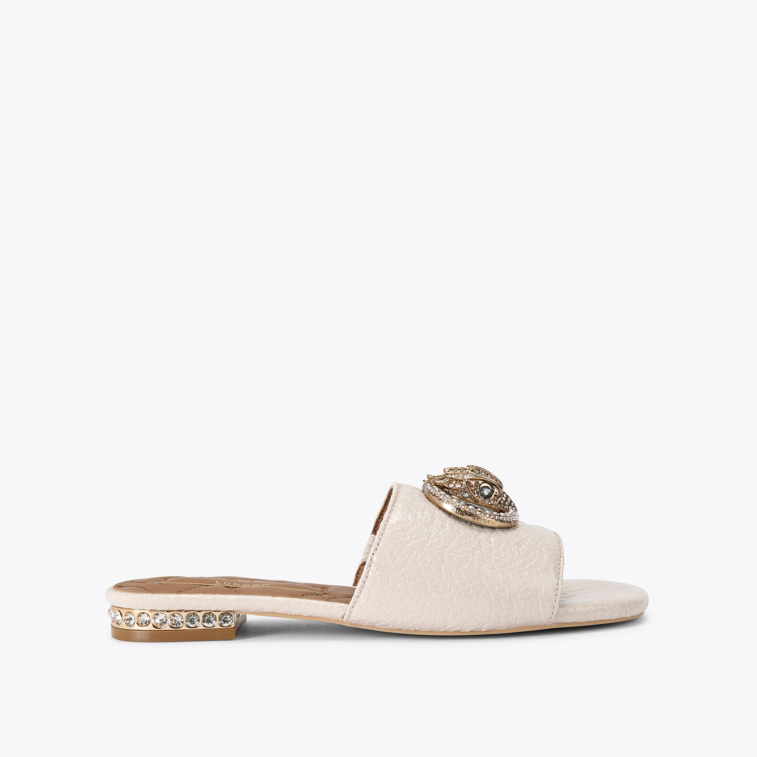 CHELSEA FLAT SANDAL Bone Leather Slip On Sandal by KURT GEIGER LONDON