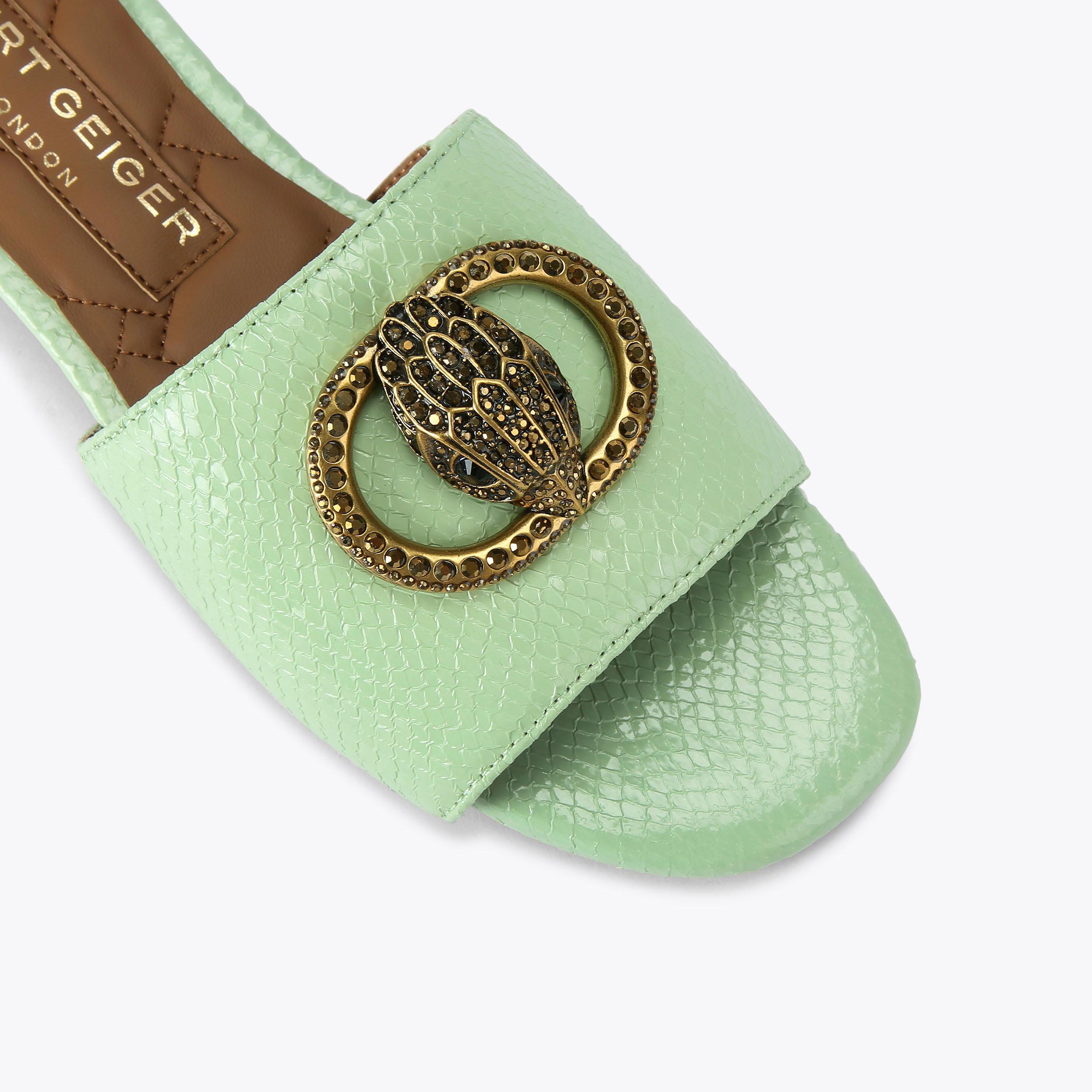 CHELSEA FLAT SANDAL Pale Green Slip On Sandal by KURT GEIGER LONDON