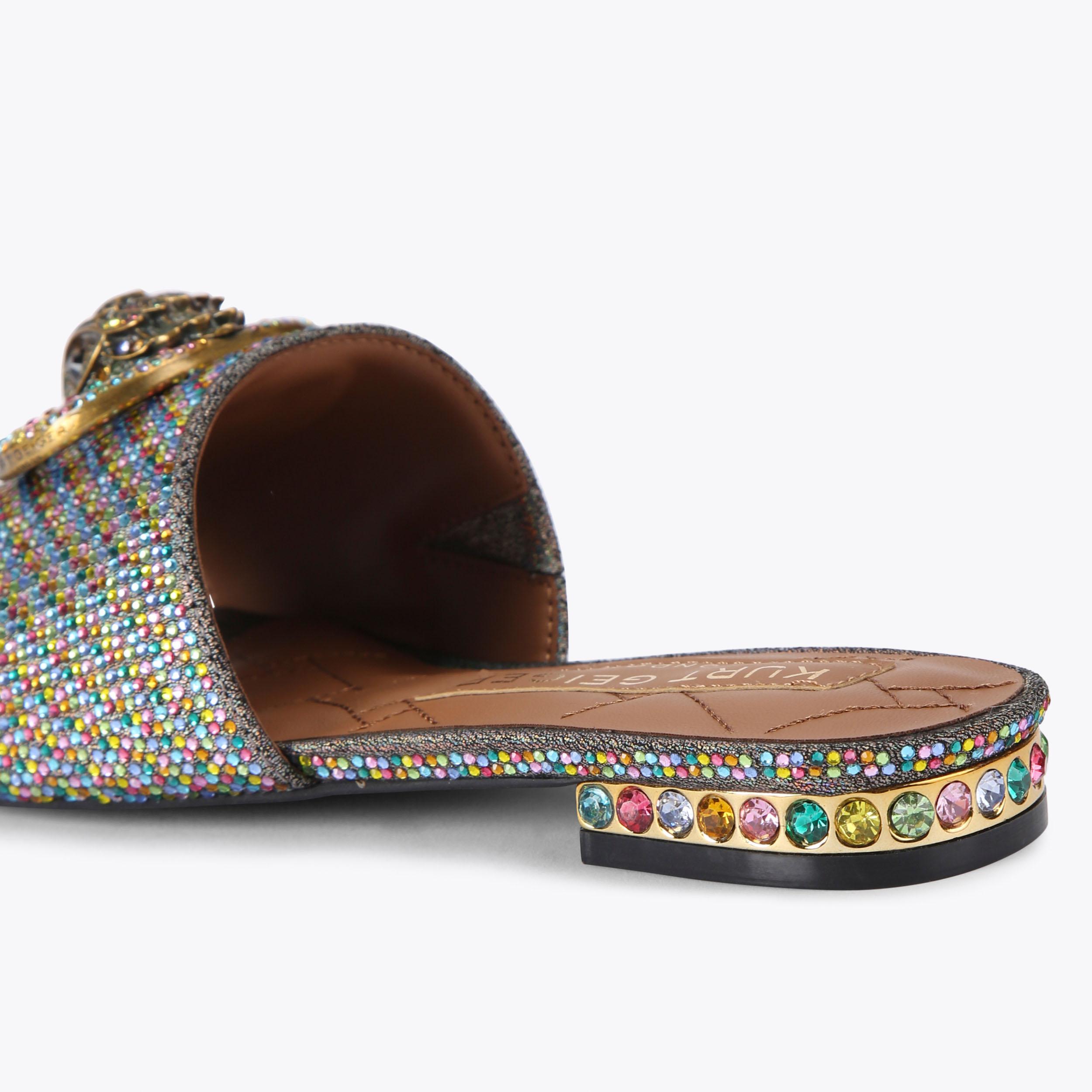 CHELSEA FLAT SANDAL Rainbow Crystal Slip On Sandał by KURT GEIGER LONDON