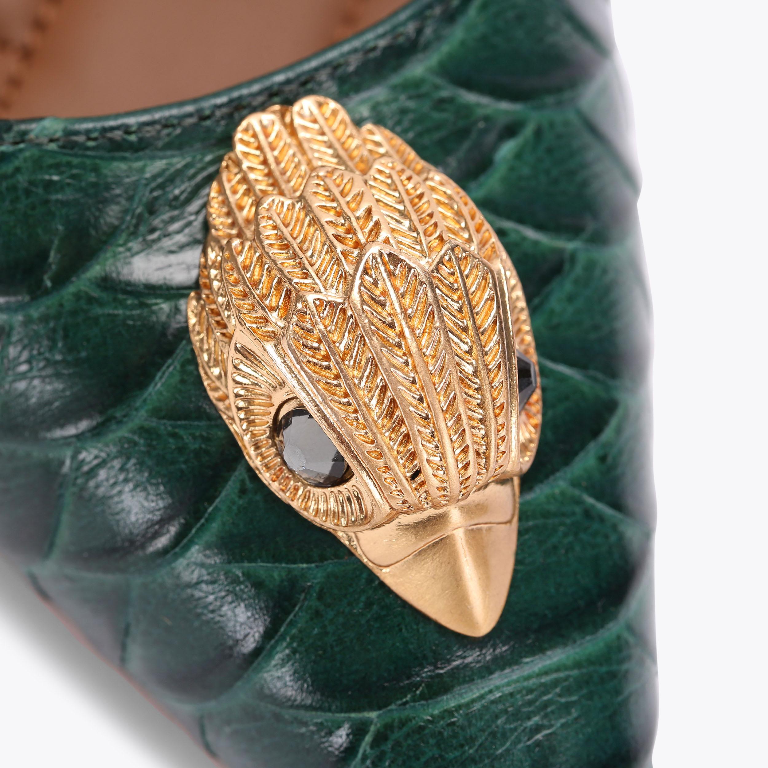 BELGRAVIA HIGH SLING Dark Green Lizard Leather Slingback Heel by KURT ...