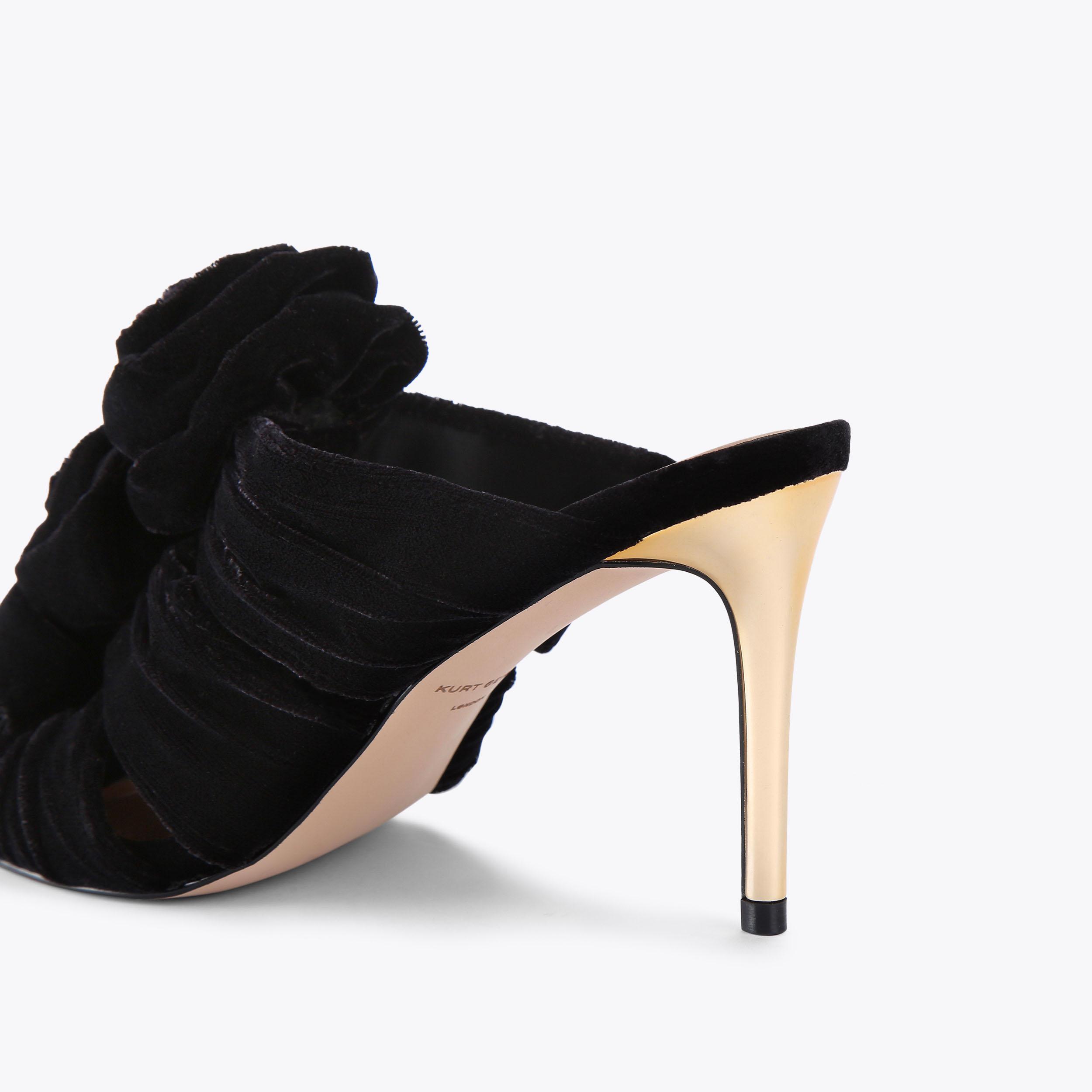 BLOOM MULE Black Velvet Mule Heel by KURT GEIGER LONDON