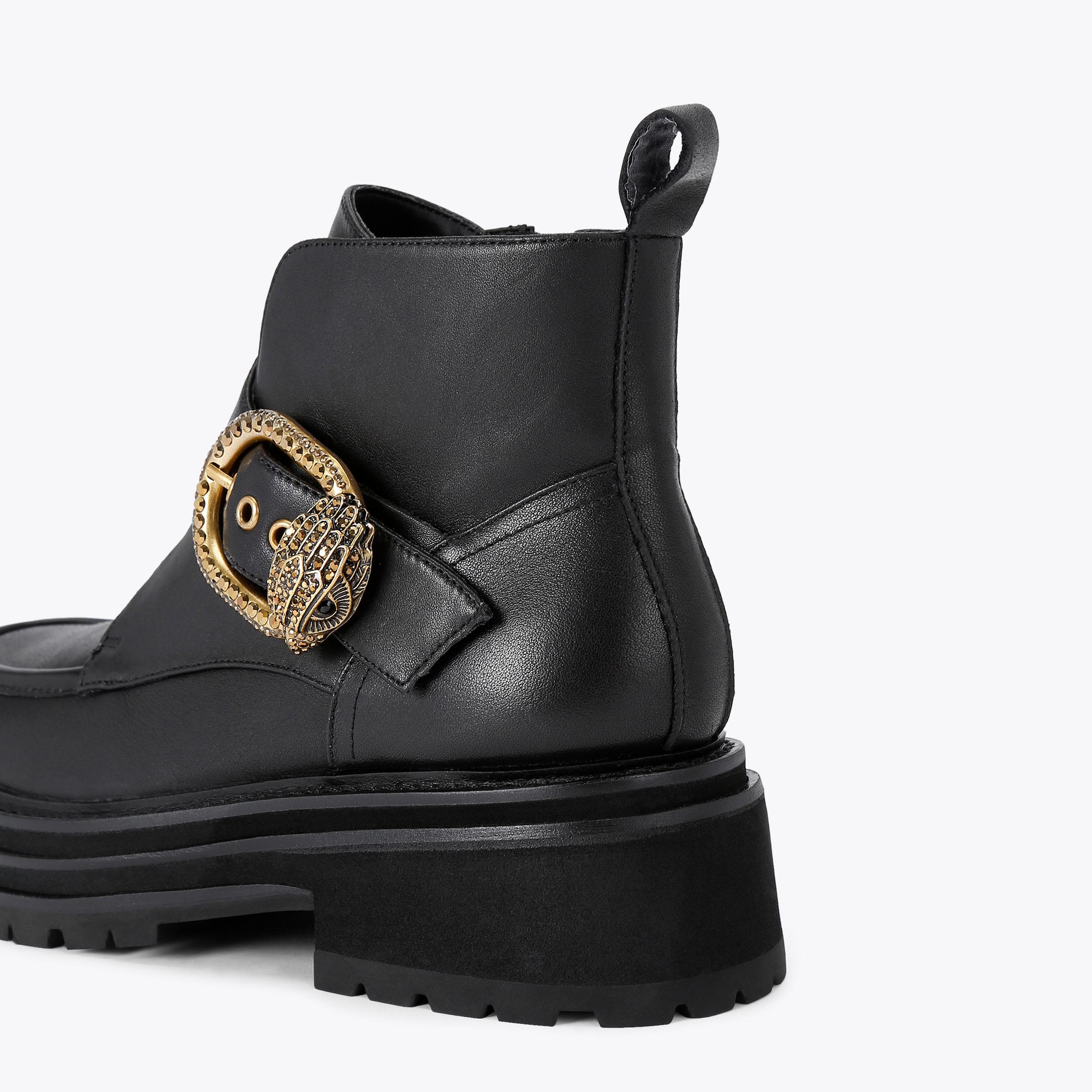 MAYFAIR CHUNKY BOOT Black Leather Ankle Boot by KURT GEIGER LONDON