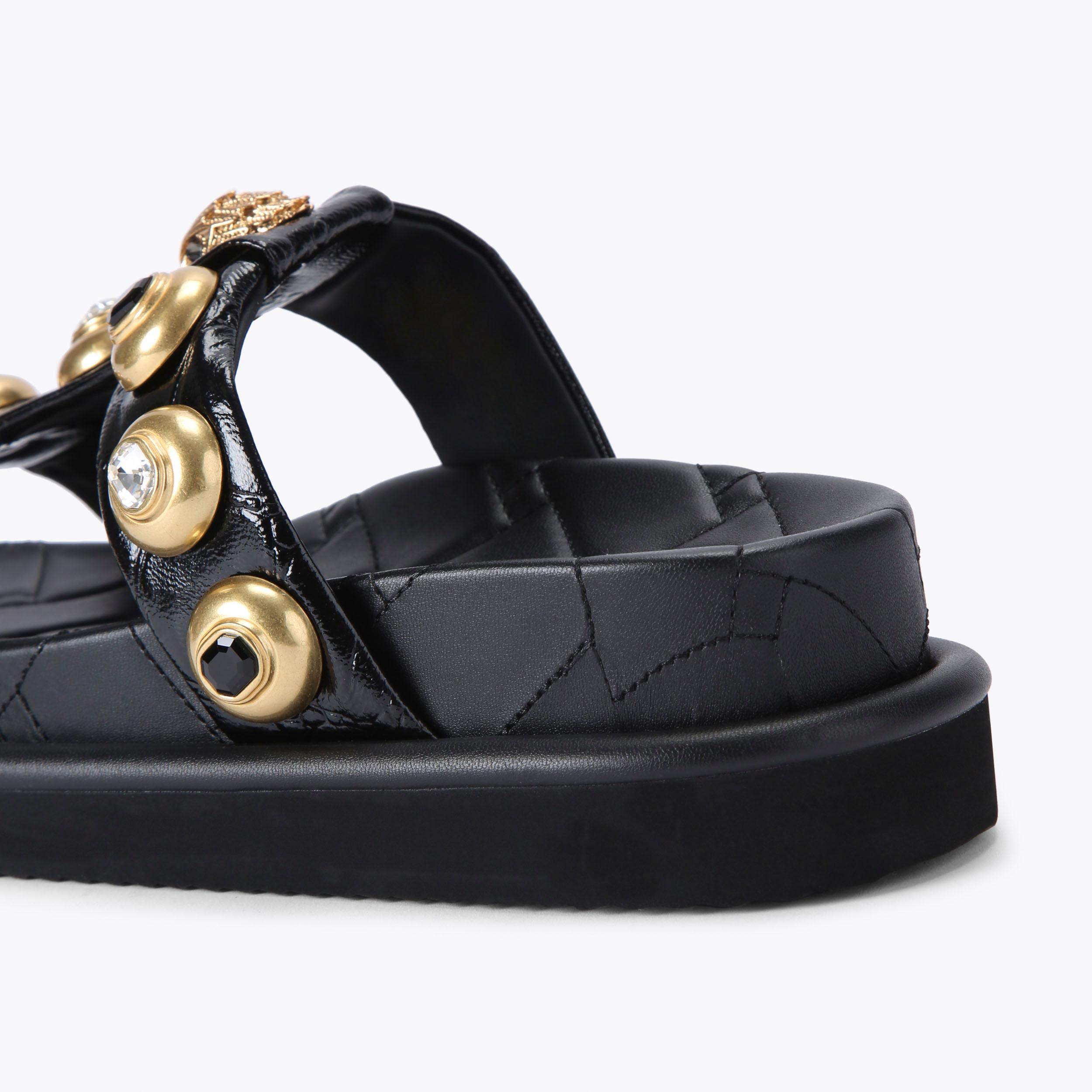 ORSON MULTI STUD Black Leather Sandals by KURT GEIGER LONDON