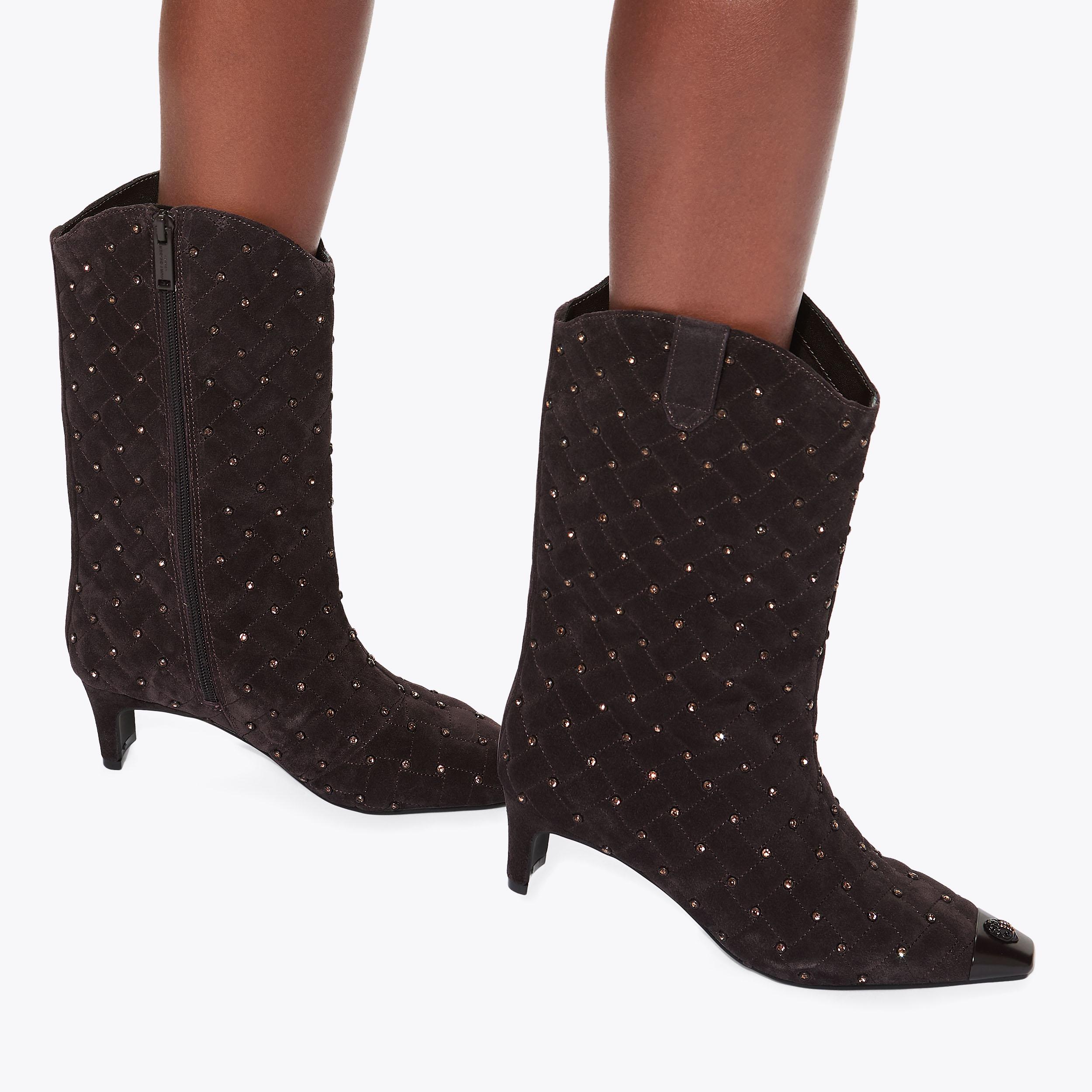 REGENT ANKLE BOOT Dark Brown Suede Ankle Boot by KURT GEIGER LONDON