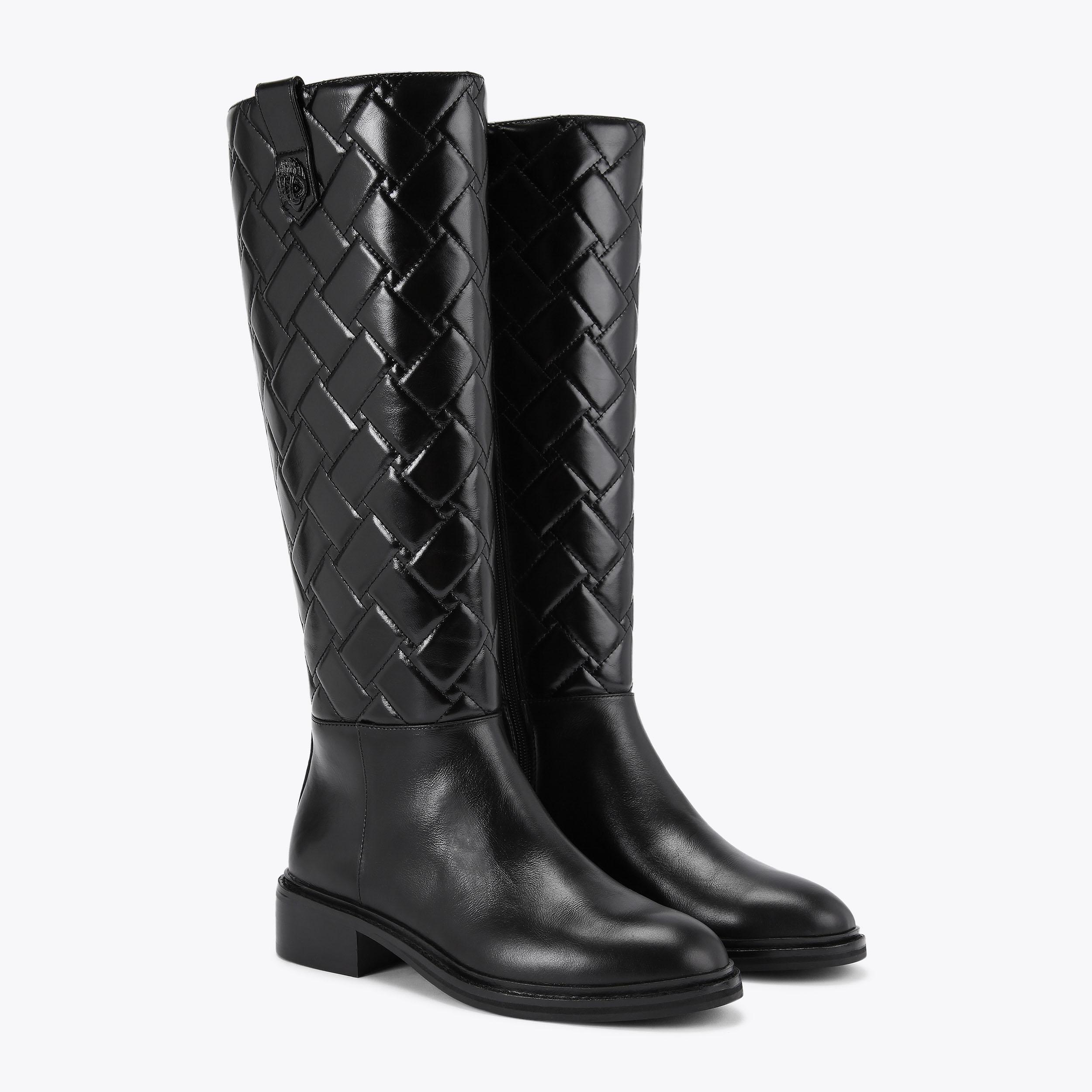 KENSINGTON QUILT HIGH LEG Black Quilted Leather Knee High Boot by KURT ...