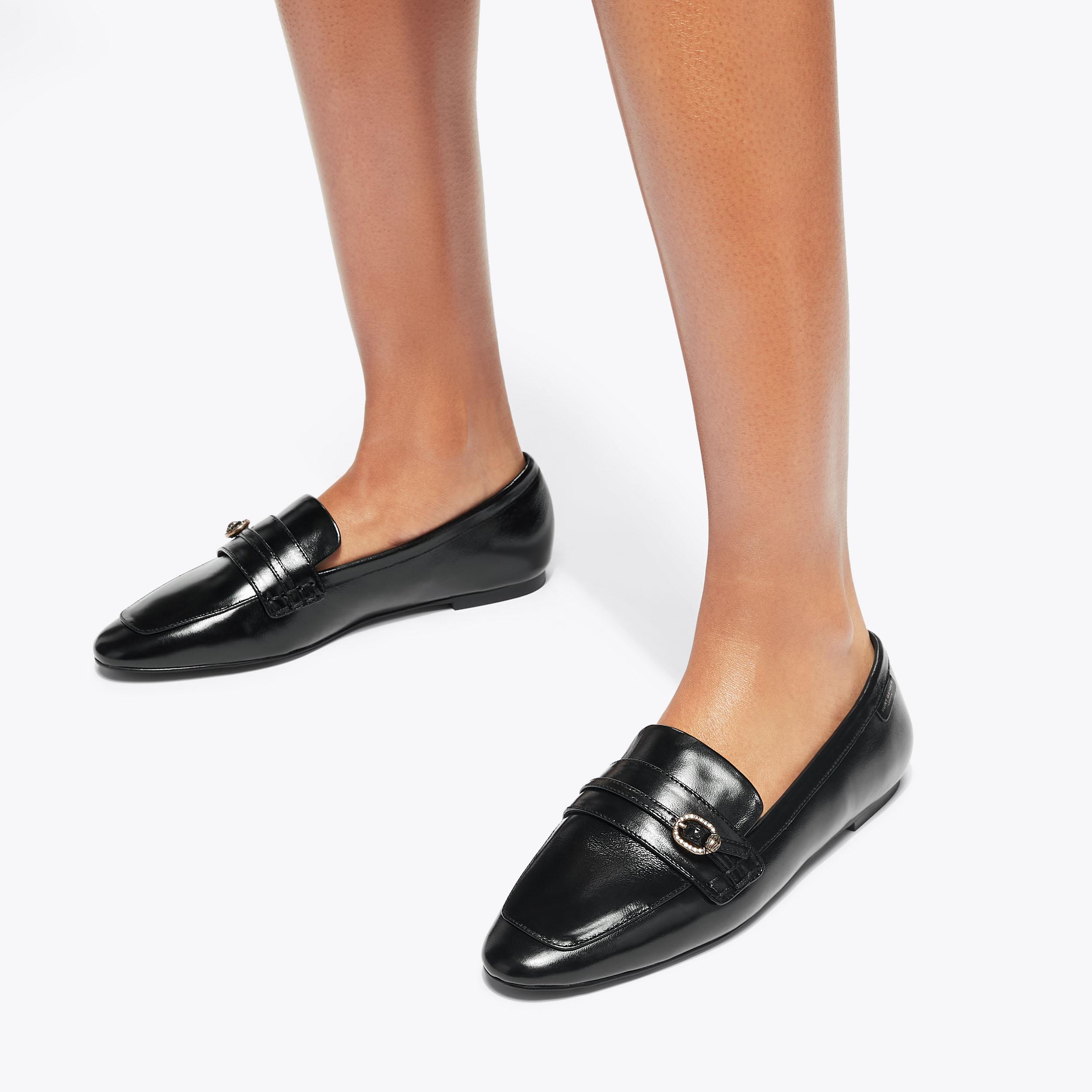 MAYFAIR SLIM SQ LOAFER Black Leather Slip On Loafer by KURT GEIGER LONDON