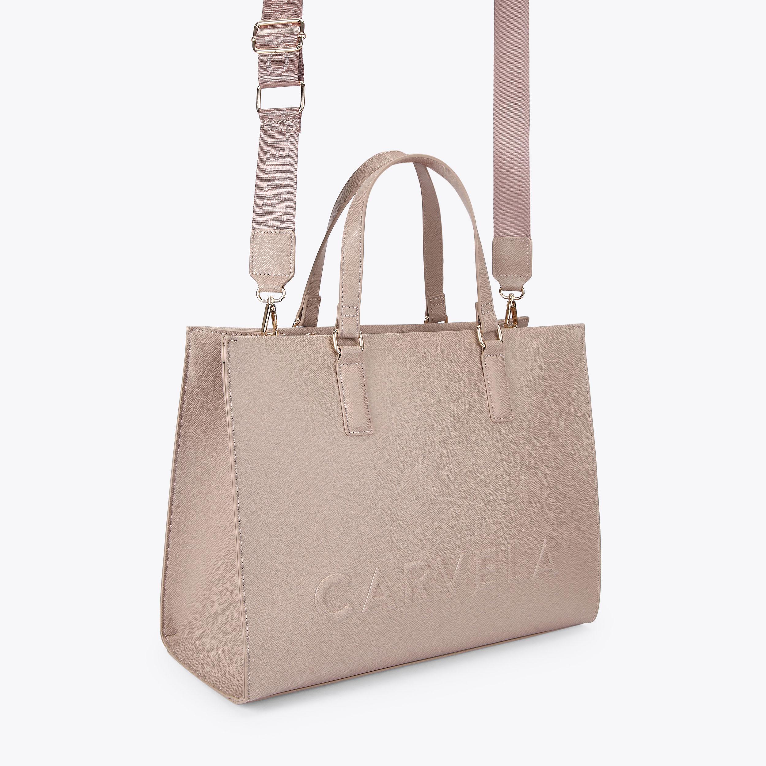 FRAME LARGE TOTE Taupe Textured Large Tote Bag by CARVELA