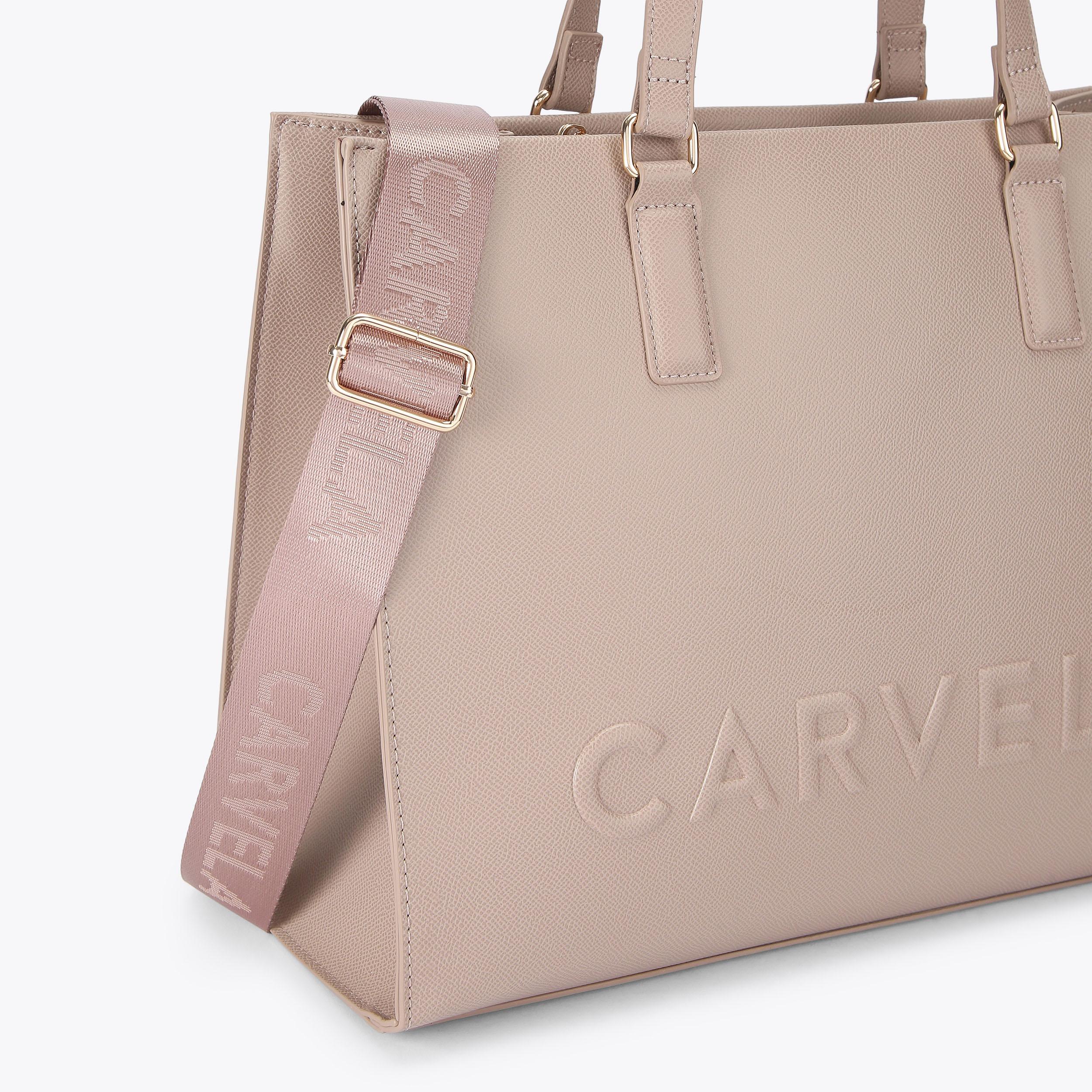 FRAME LARGE TOTE Taupe Textured Large Tote Bag by CARVELA