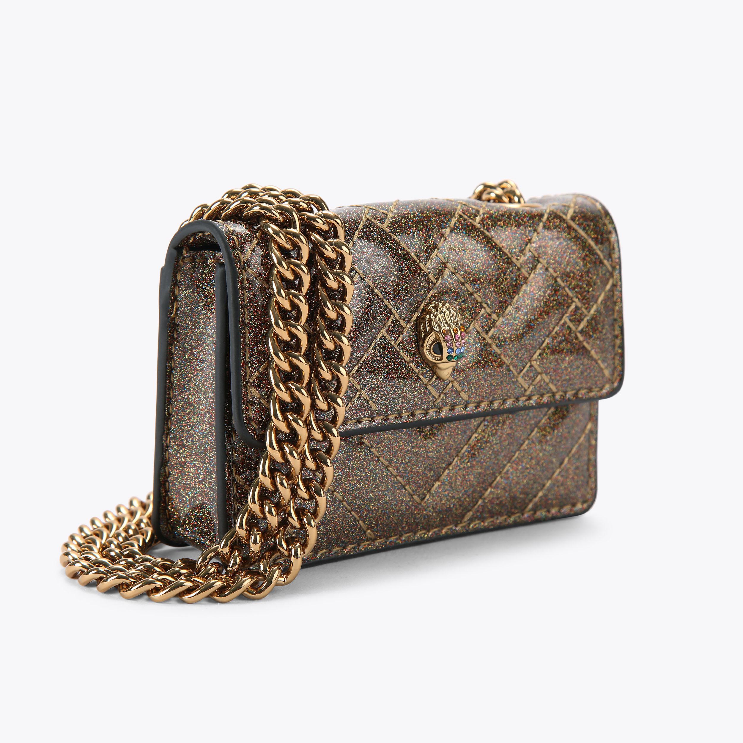 MICRO KENSINGTON Gold Glitter Micro Cross Body Bag by KURT GEIGER LONDON