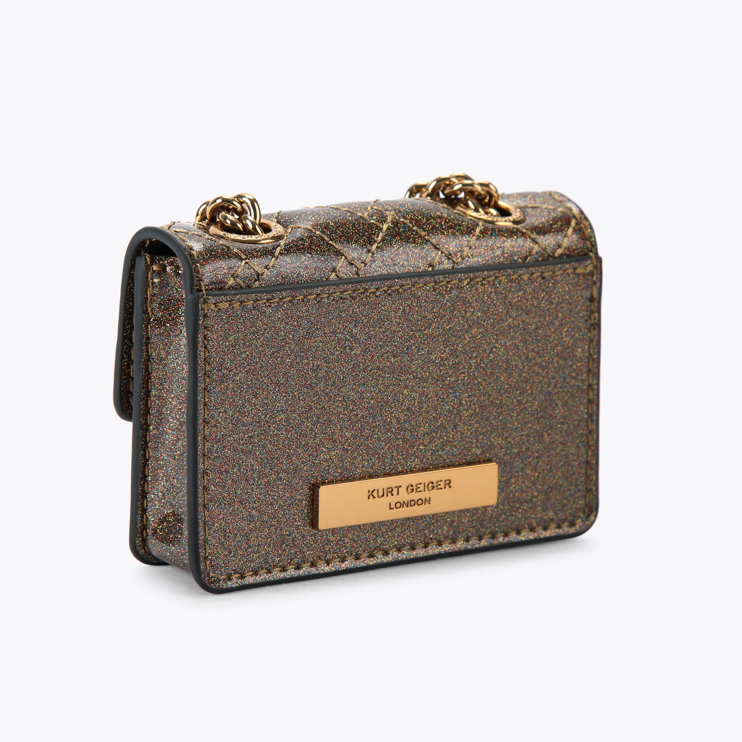 MICRO KENSINGTON Gold Glitter Micro Cross Body Bag by KURT GEIGER LONDON