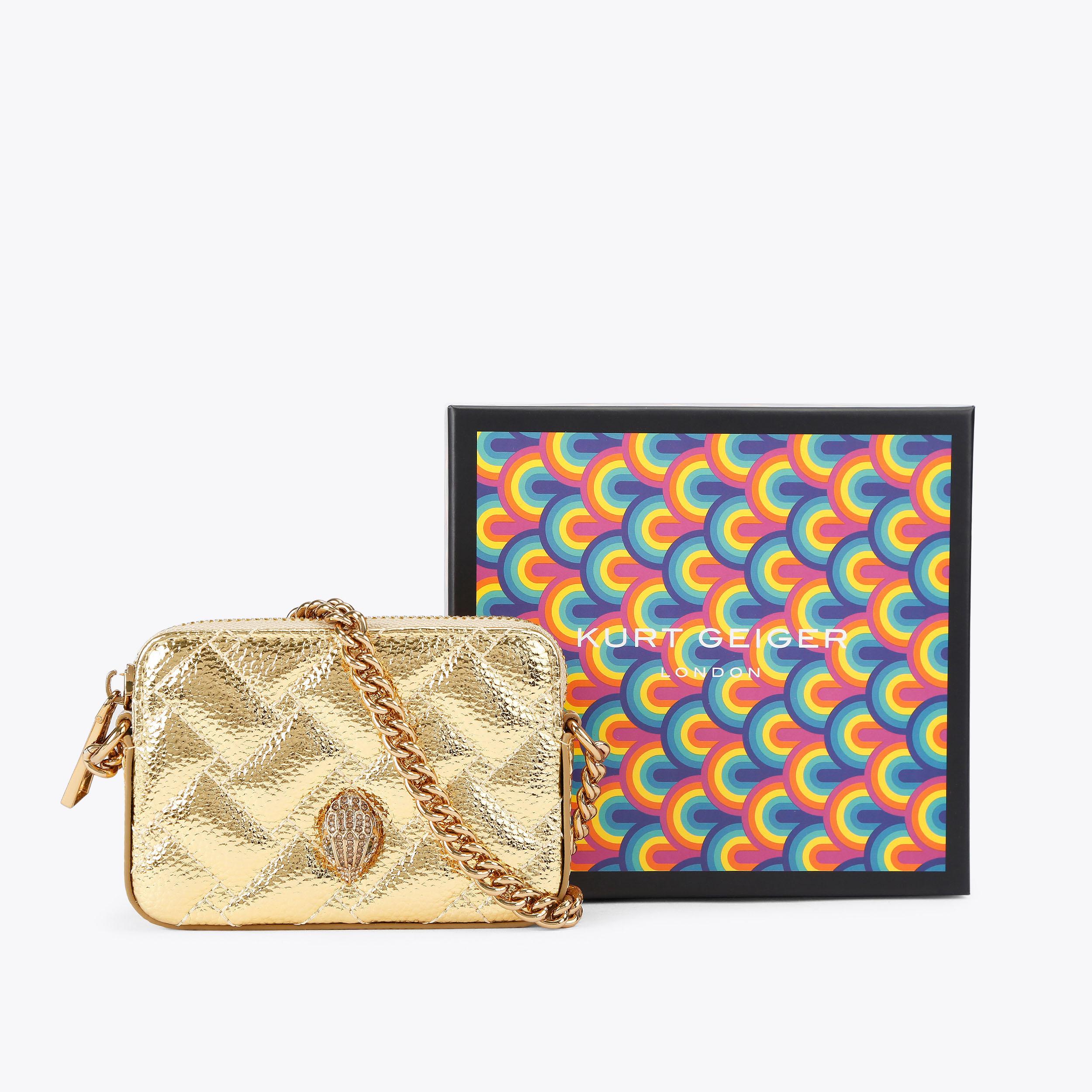 MICRO KENSINGTON CAMERA Metallic Gold Camera Bag by KURT GEIGER LONDON