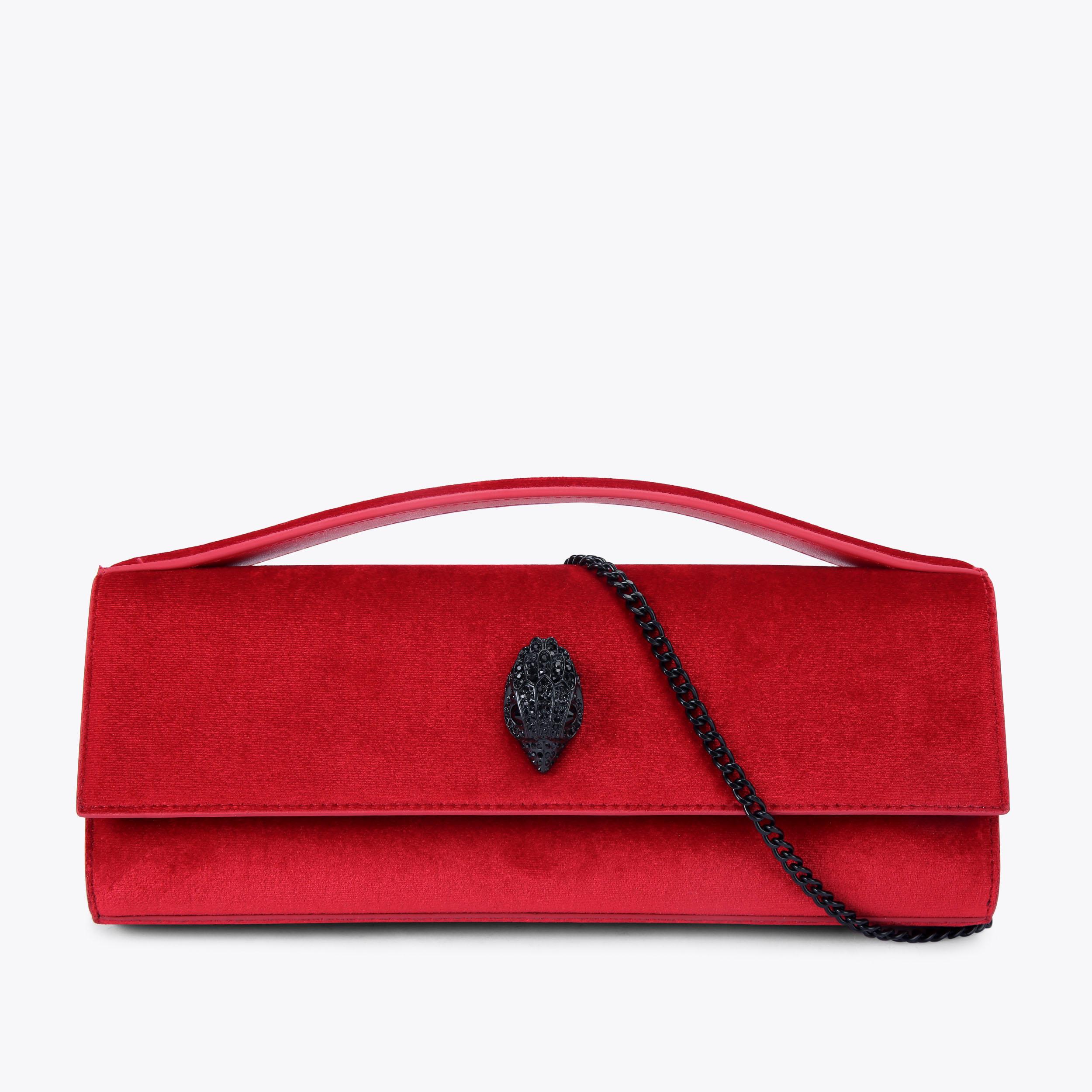 BOND LONG TOP HANDLE BAG Red Velvet Top Handle Bag by KURT GEIGER LONDON