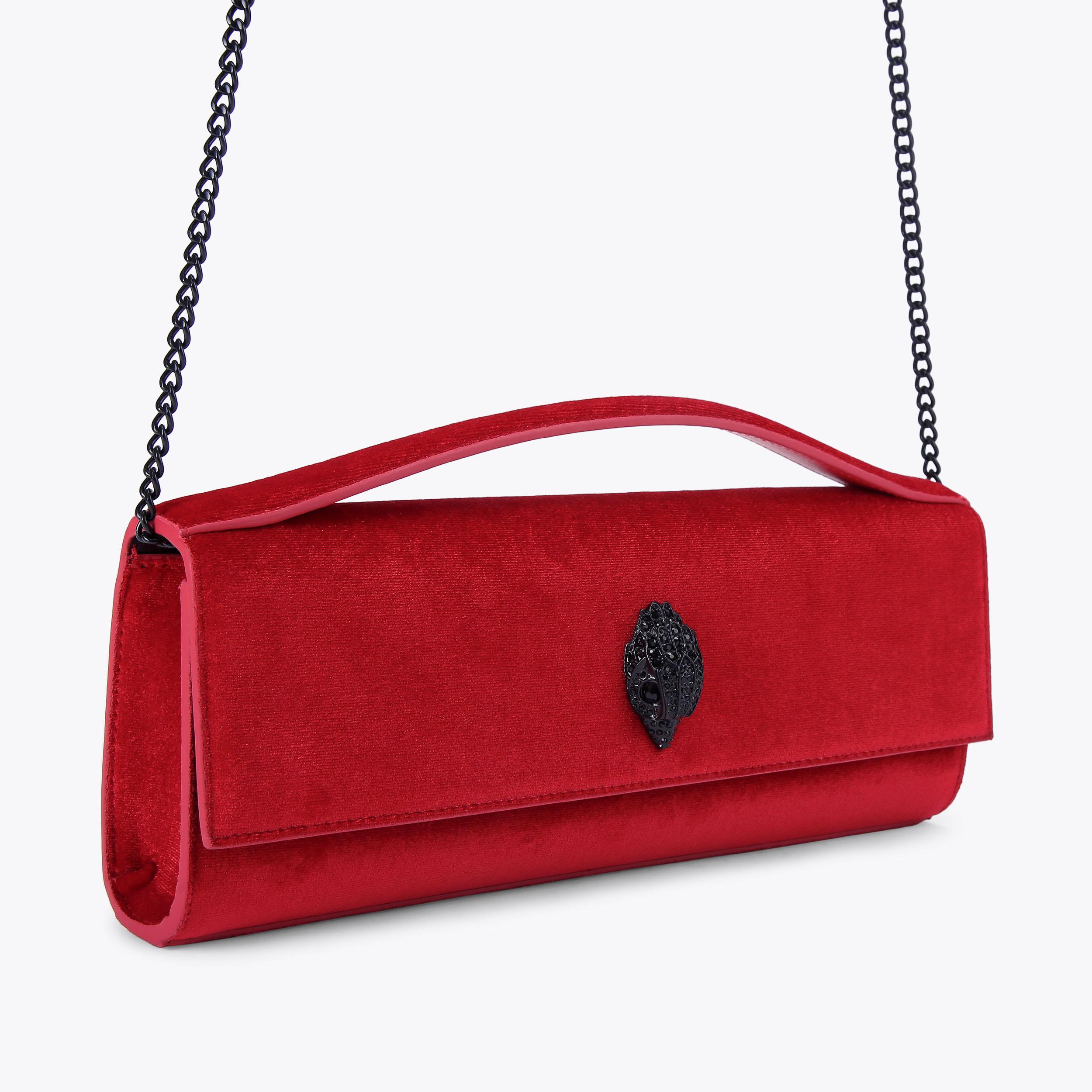 BOND LONG TOP HANDLE BAG Red Velvet Top Handle Bag by KURT GEIGER LONDON