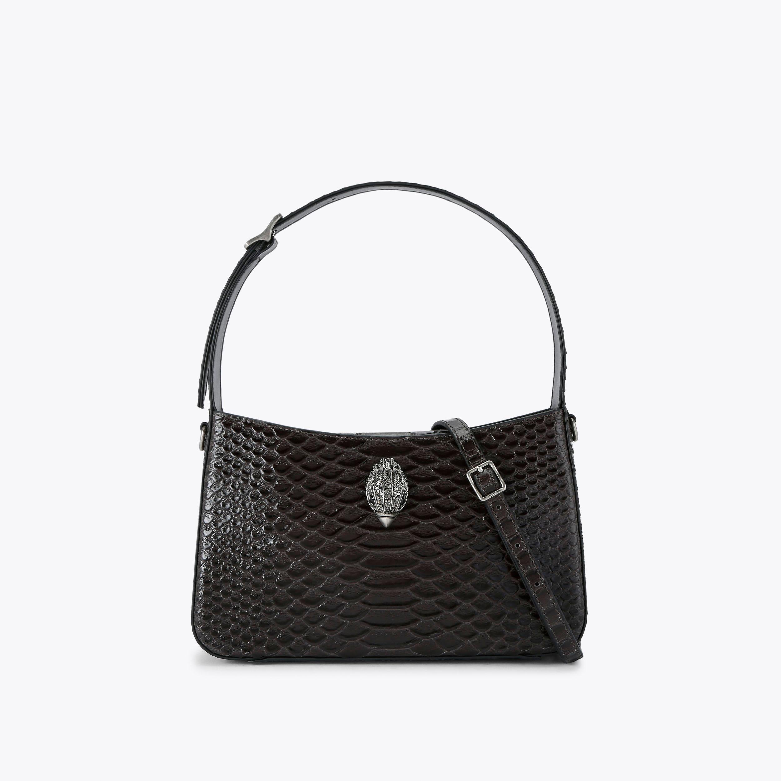 BOND SHOULDER BAG Black Patent Leather Shoulder Bag by KURT GEIGER LONDON