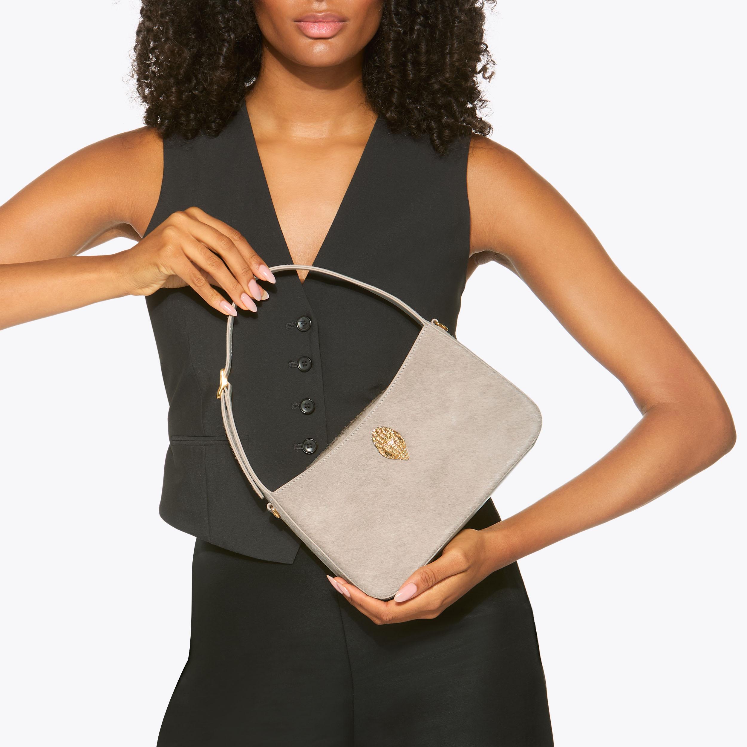 BOND SHOULDER BAG Beige Calf Hair Bond Shoulder by KURT GEIGER LONDON