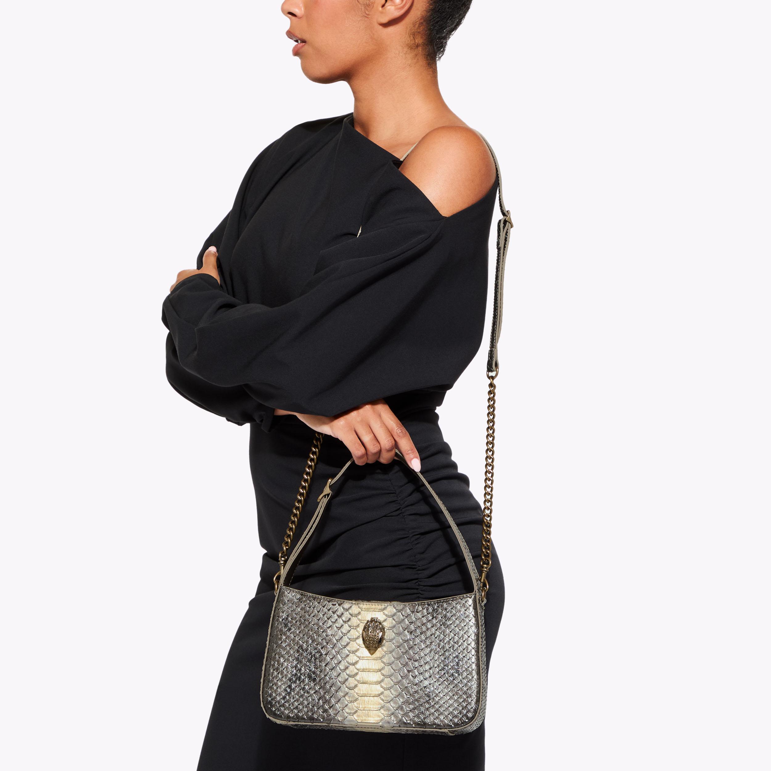 BOND SHOULDER BAG Bronze Glitter Shoulder Bag by KURT GEIGER LONDON