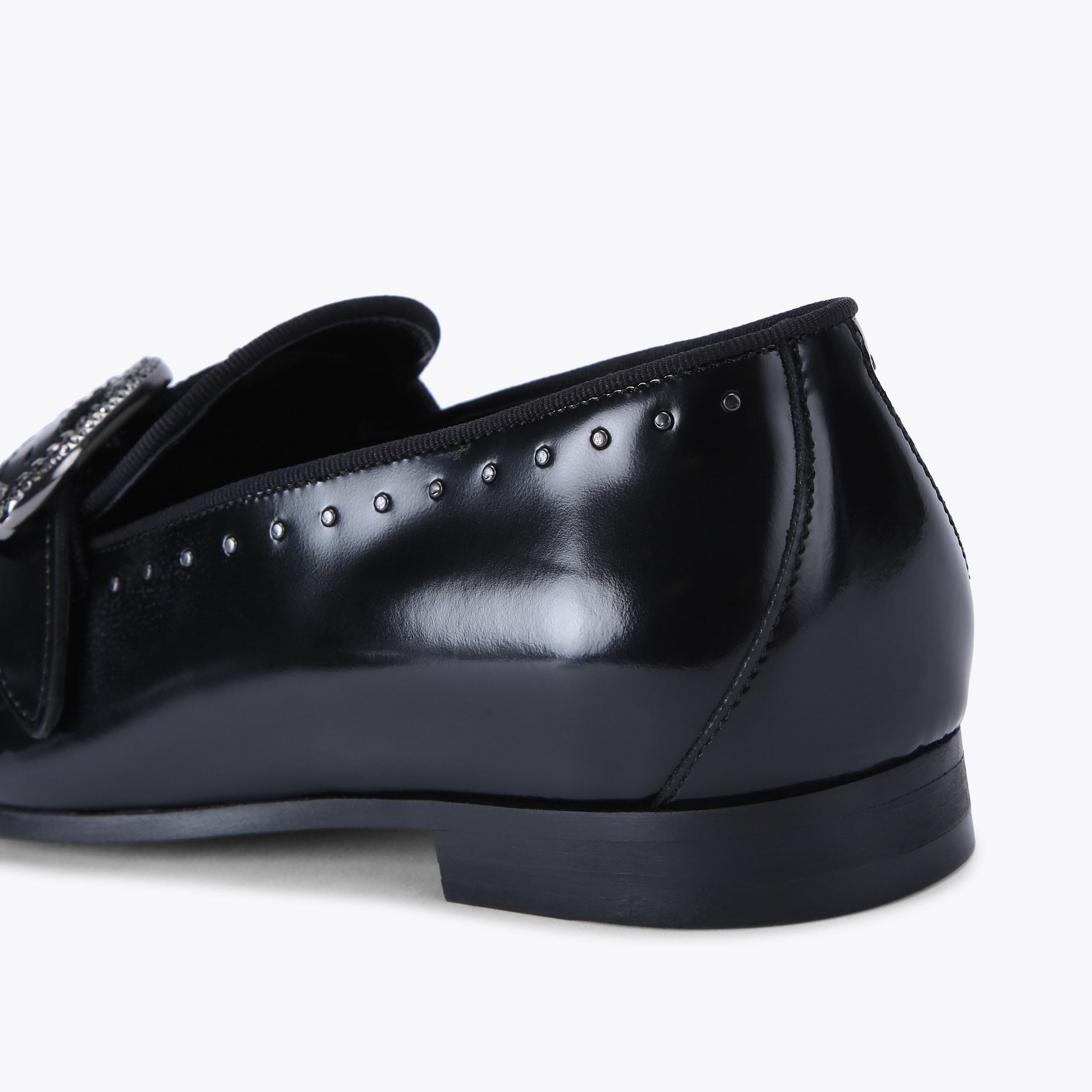 ALBANY BUCKLE LOAFER Black Patent Slip On Loafer by KURT GEIGER LONDON