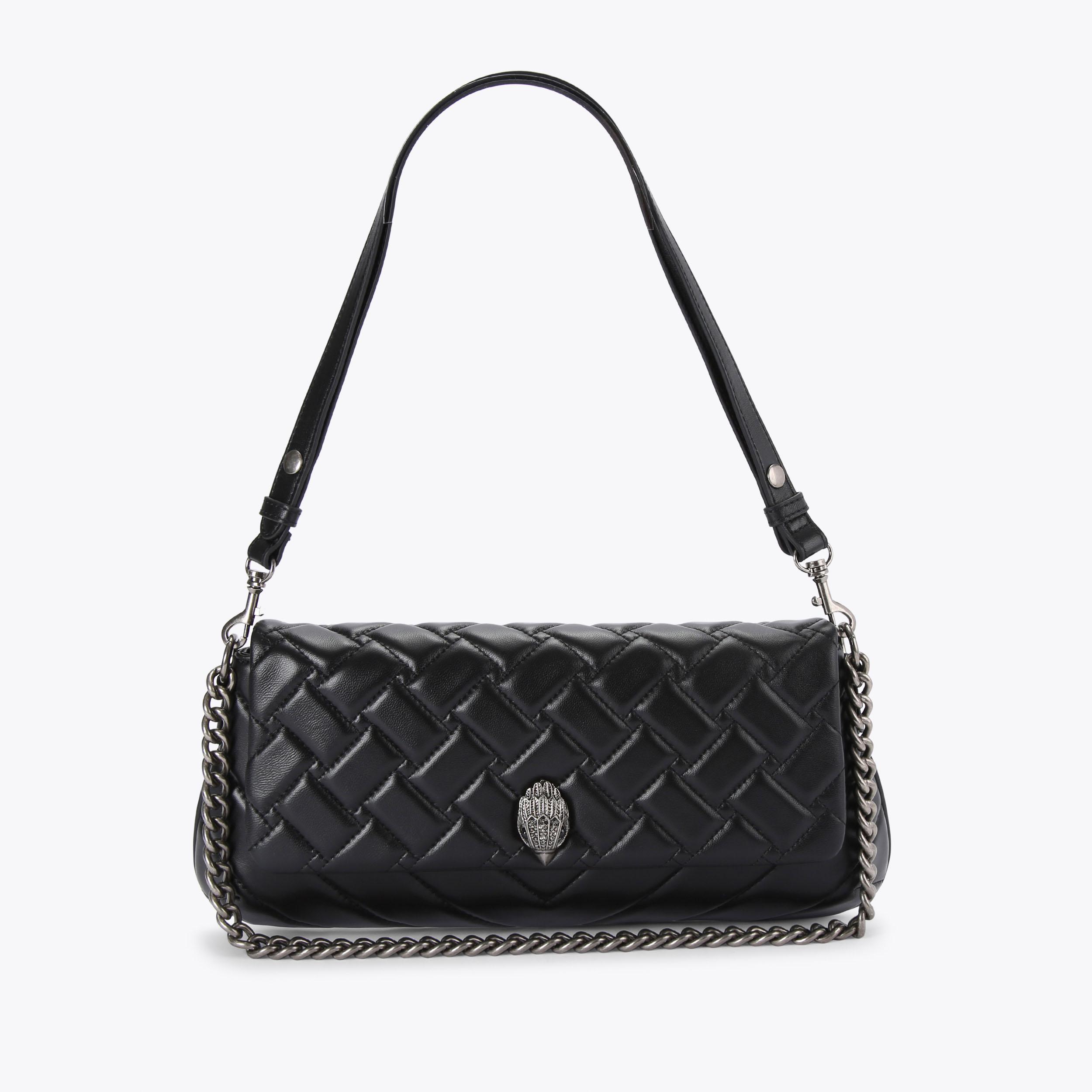 LEATHER LONG KENSINGTON Black Leather Shoulder Bag by KURT GEIGER LONDON