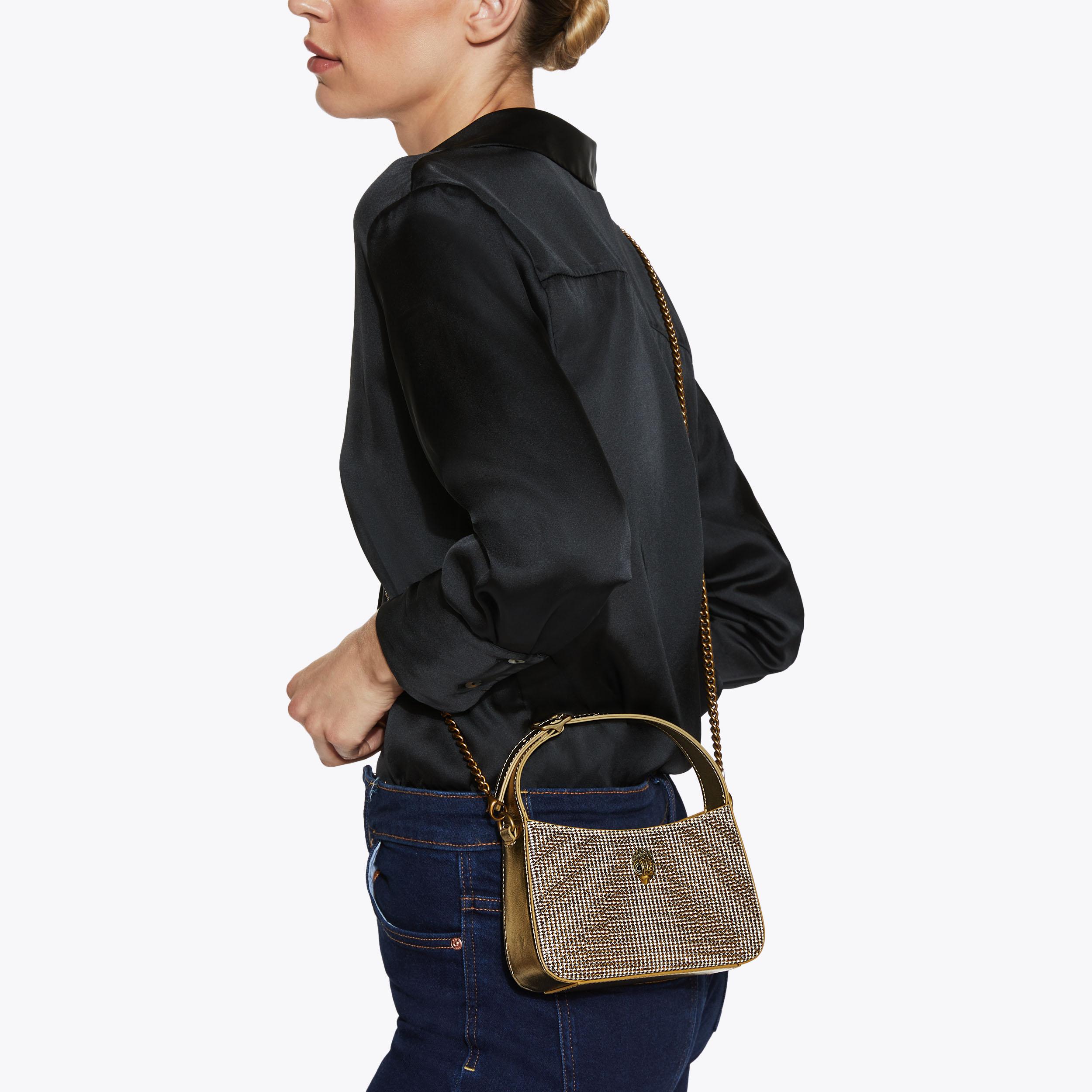 MINI BOND SHOULDER BAG Beige Crystal Shoulder Bag by KURT GEIGER LONDON