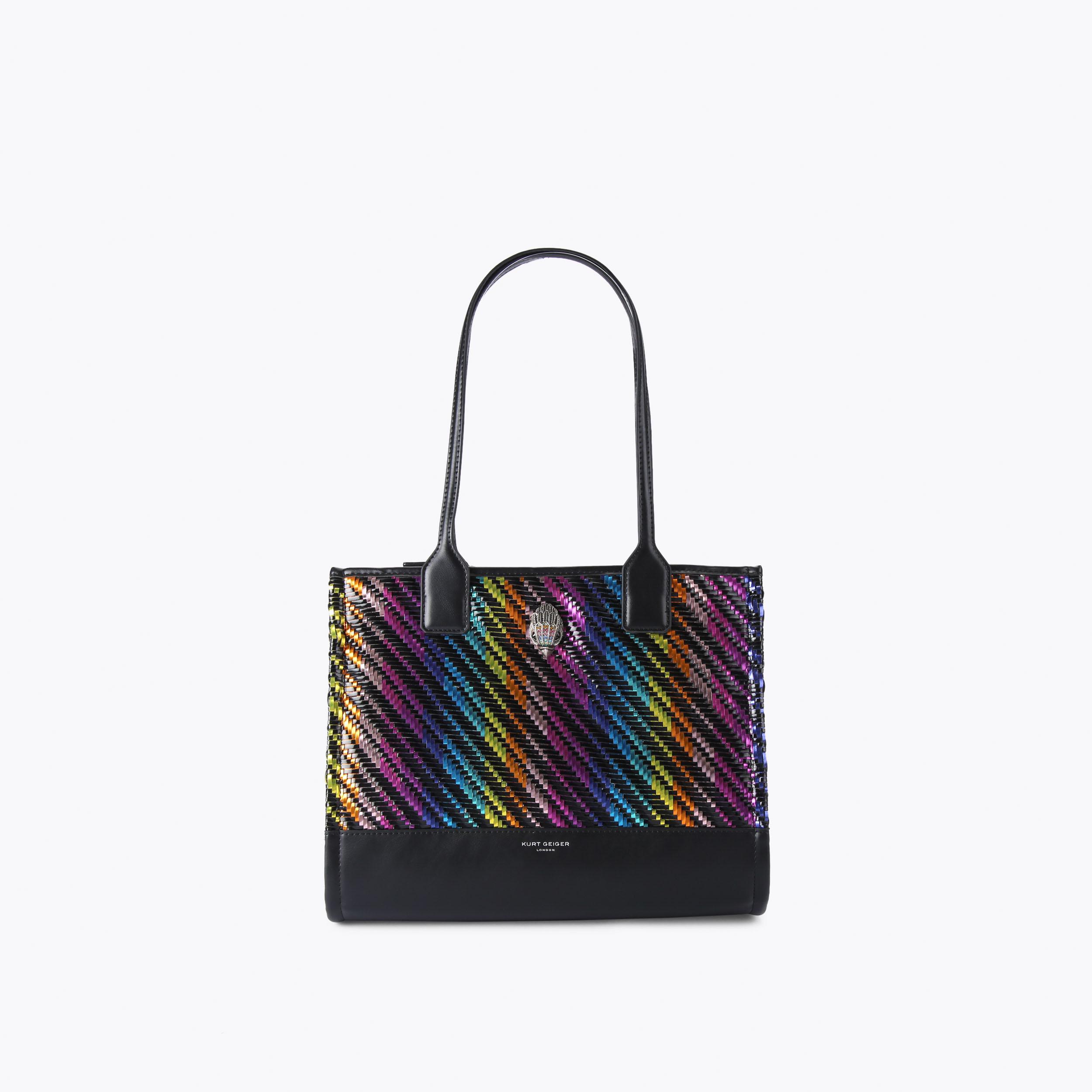SM KENSINGTON SQ TOTE Rainbow Woven Tote Bag by KURT GEIGER LONDON