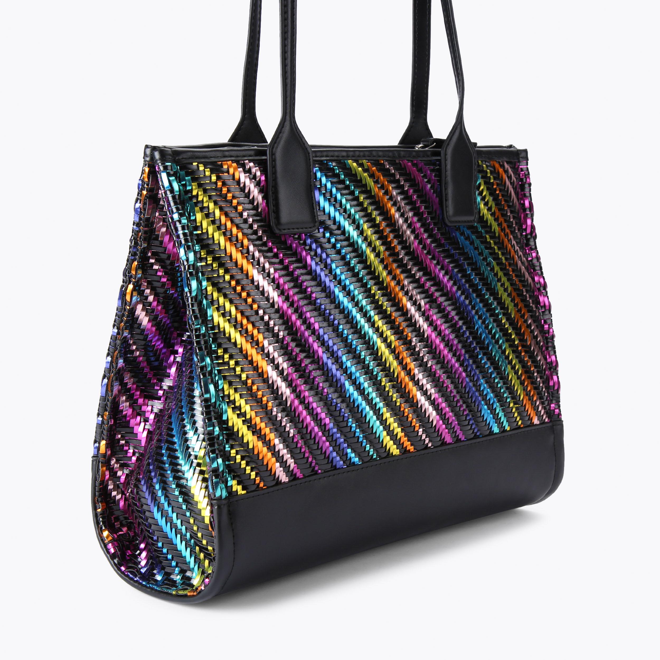 SM KENSINGTON SQ TOTE Rainbow Woven Tote Bag by KURT GEIGER LONDON