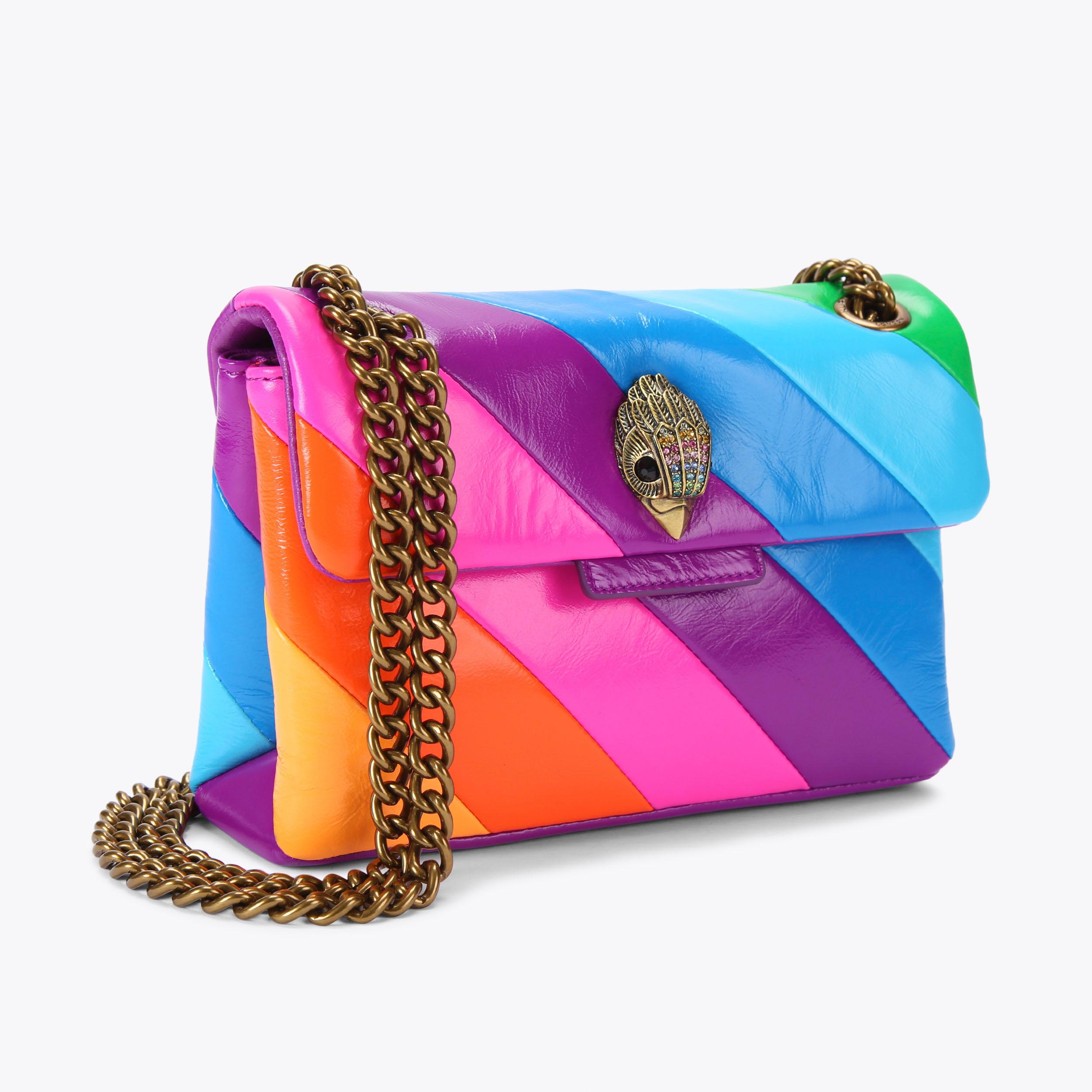 LEATHER MINI KENSINGTON L Neon Striped Cross Body Bag by KURT GEIGER LONDON