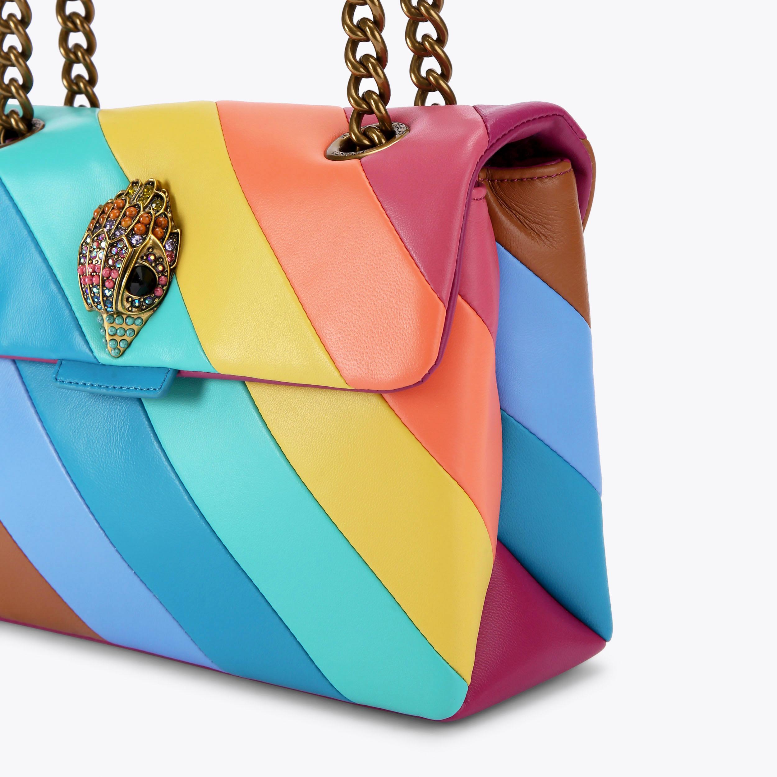 LEATHER KENSINGTON L Striped Leather Shoulder Bag by KURT GEIGER LONDON