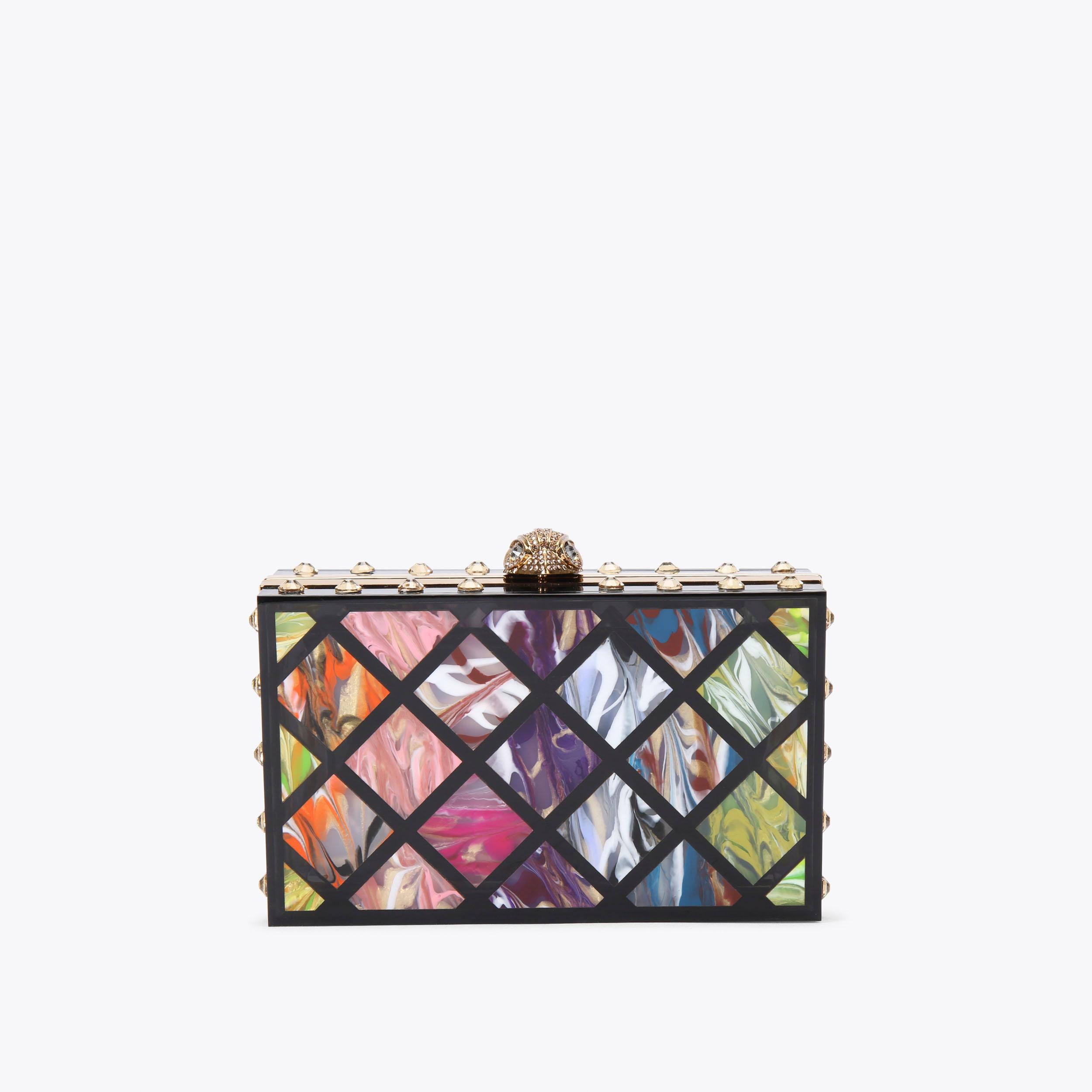 CRYSTAL QUILT BOX CLUTCH Marbled Acrylic Clutch Bag by KURT GEIGER LONDON