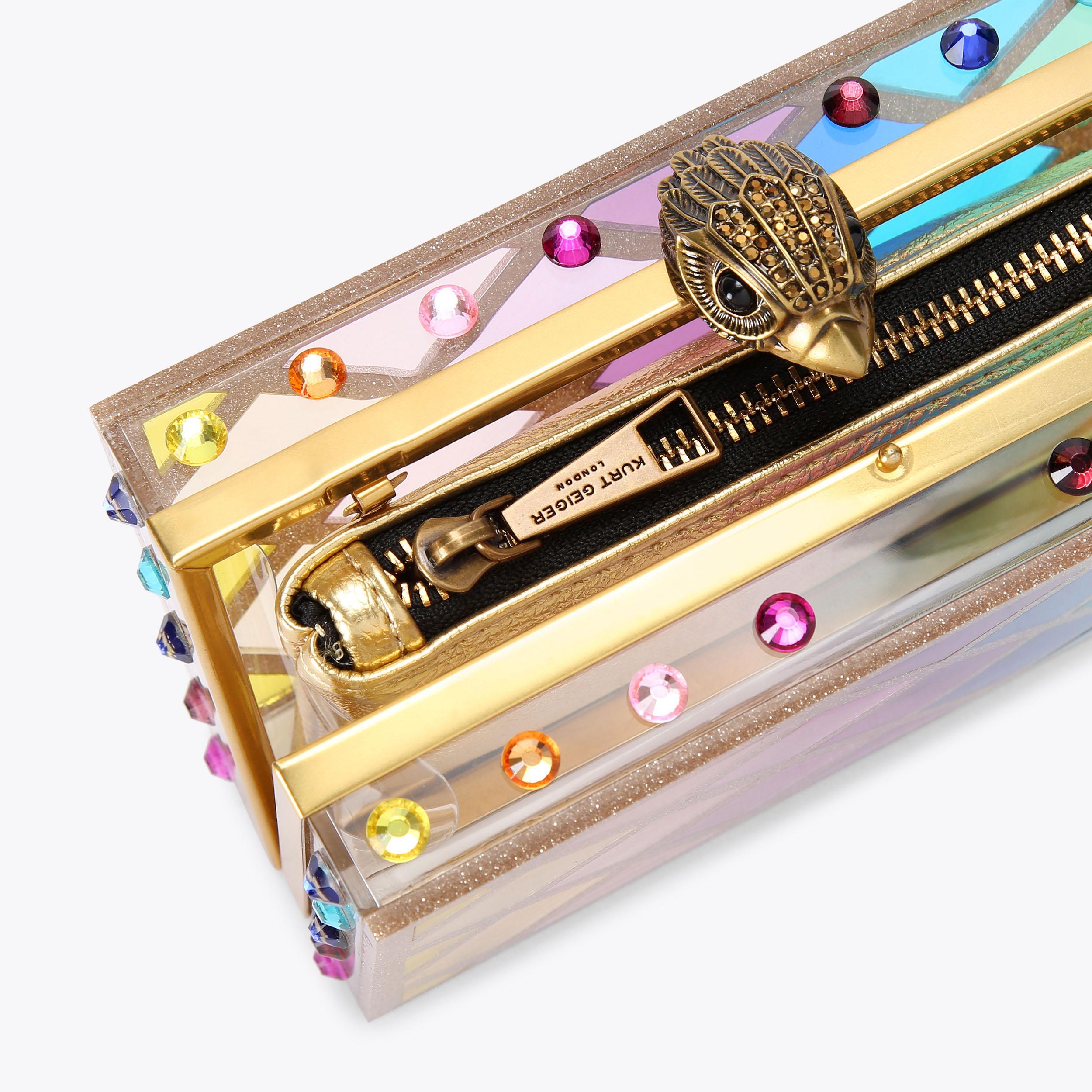CRYSTAL QUILT BOX CLUTCH Ombre Rainbow Clutch Bag by KURT GEIGER LONDON