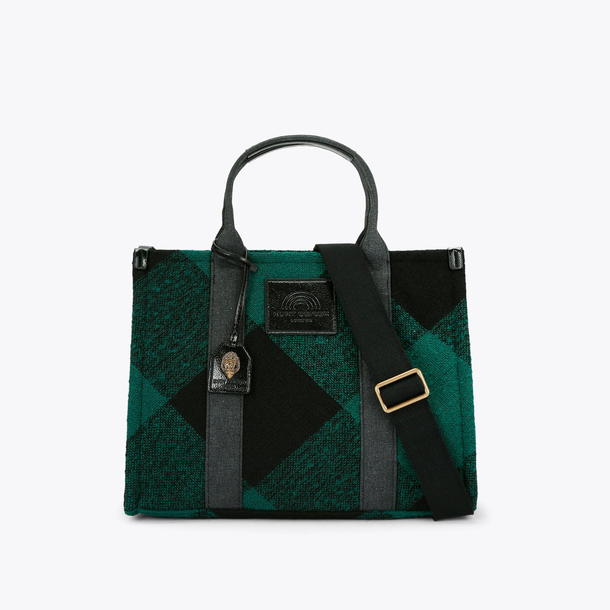 Tweed Southbank Tote Green Tweed Tote Bag By Kurt Geiger London