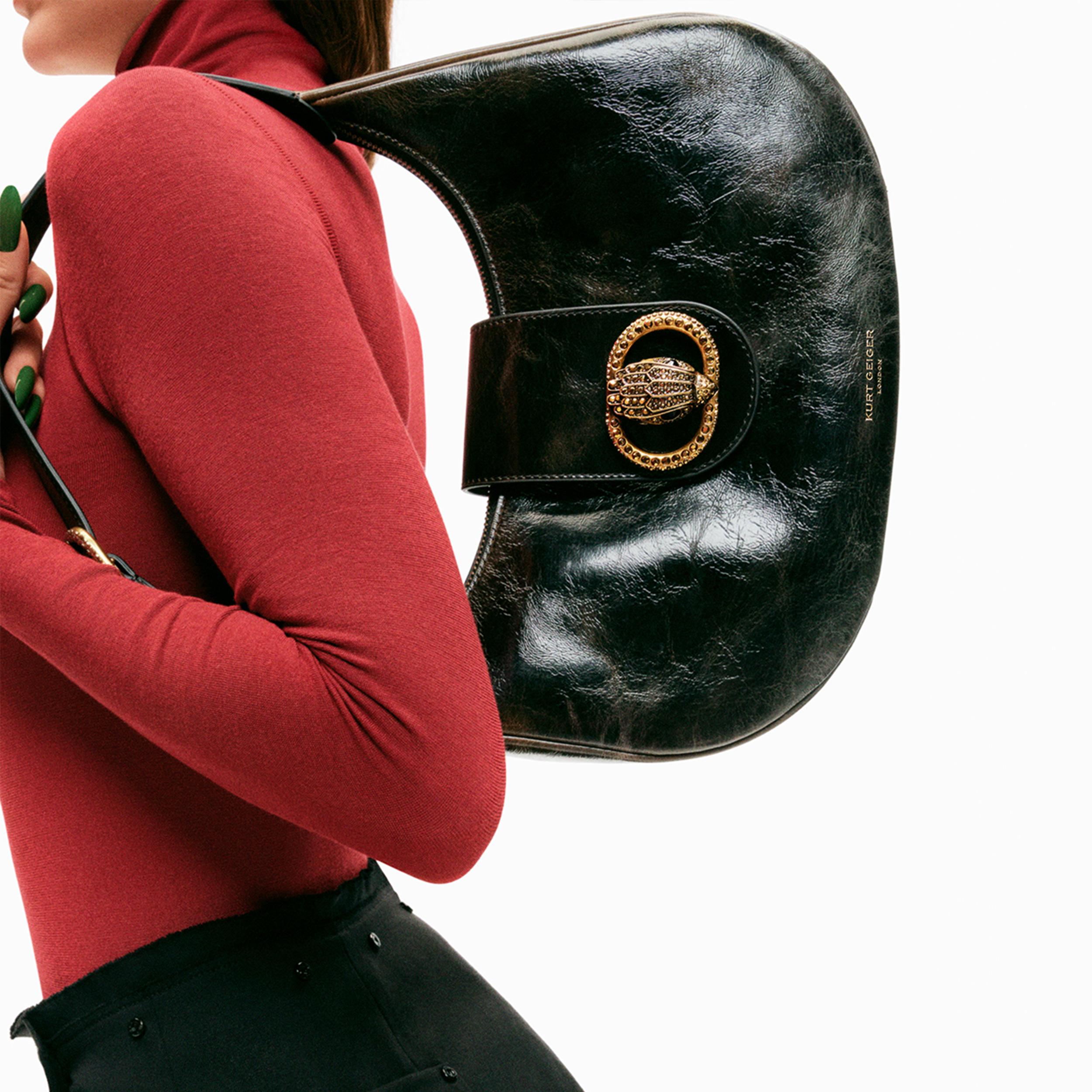 CHELSEA HOBO Dark Brown Leather Shoulder Bag by KURT GEIGER LONDON