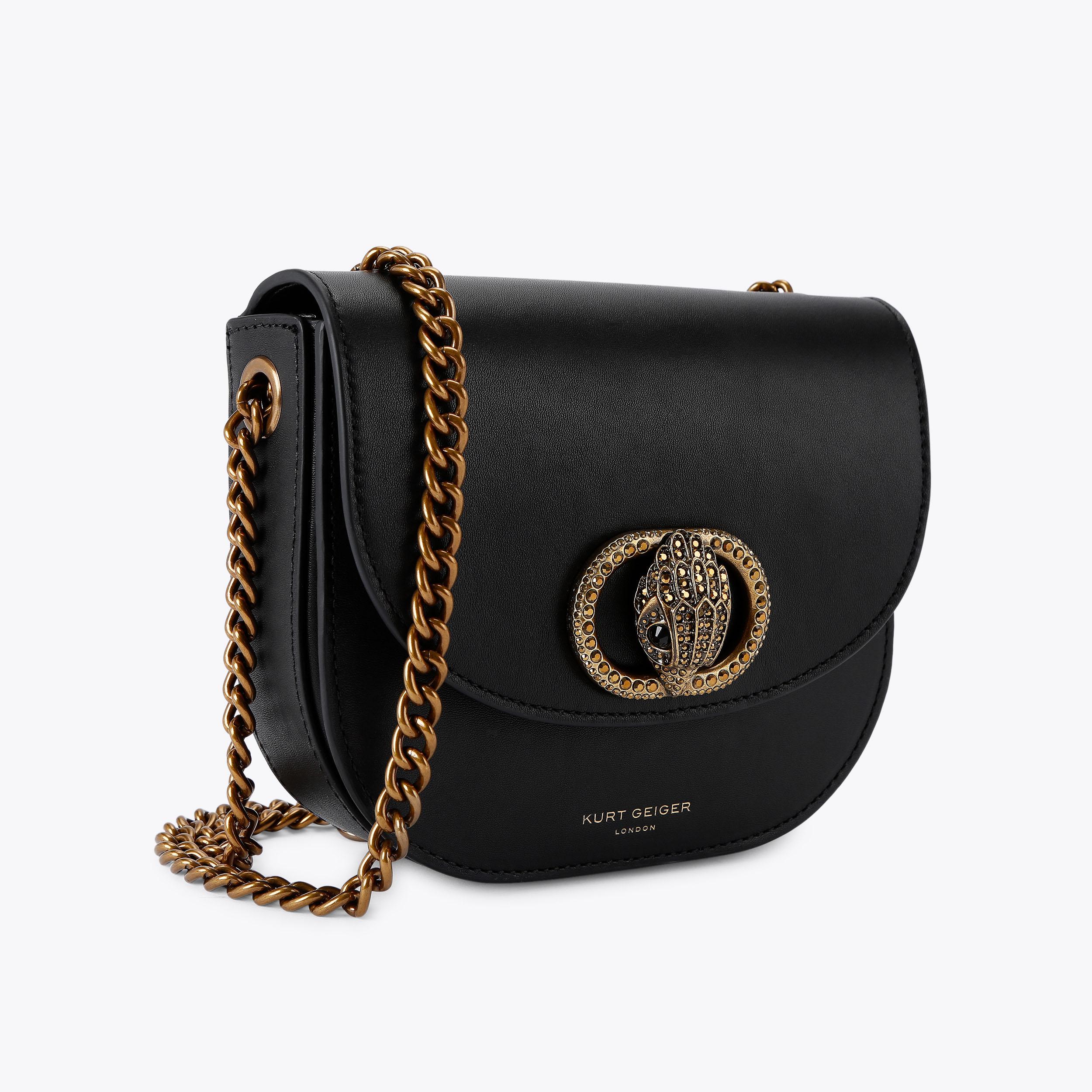 CHELSEA SADDLE BAG Black Saddle Cross Body Bag by KURT GEIGER LONDON