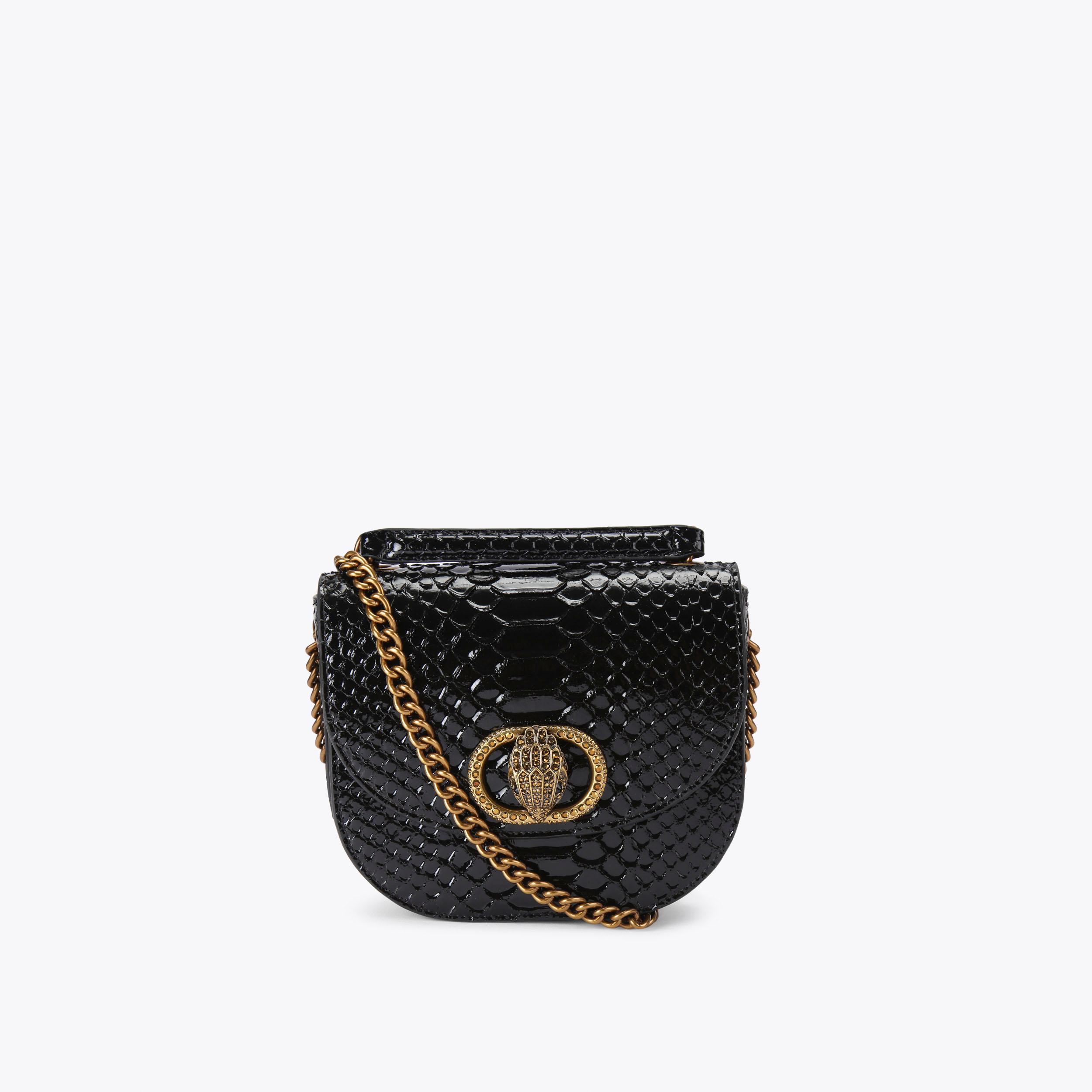CHELSEA SADDLE BAG Black Lizard Saddle Bag by KURT GEIGER LONDON