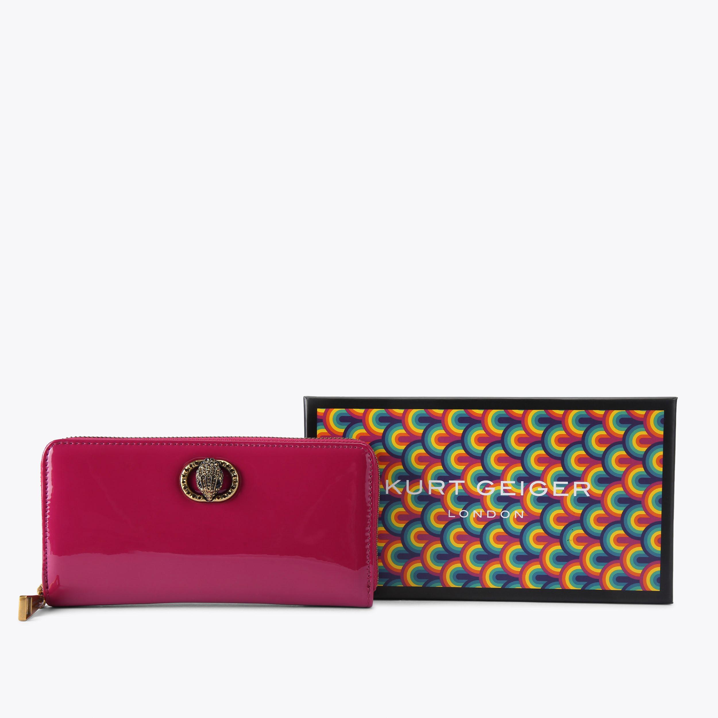 CHELSEA ZIP AROUND W Fuchsia Patent Leather Purse by KURT GEIGER LONDON