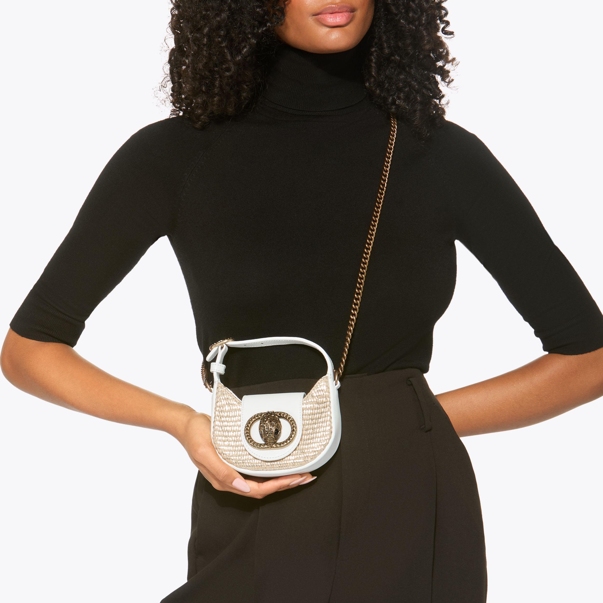 MICRO CHELSEA HOBO Bone Raffia Micro Hobo Bag by KURT GEIGER LONDON