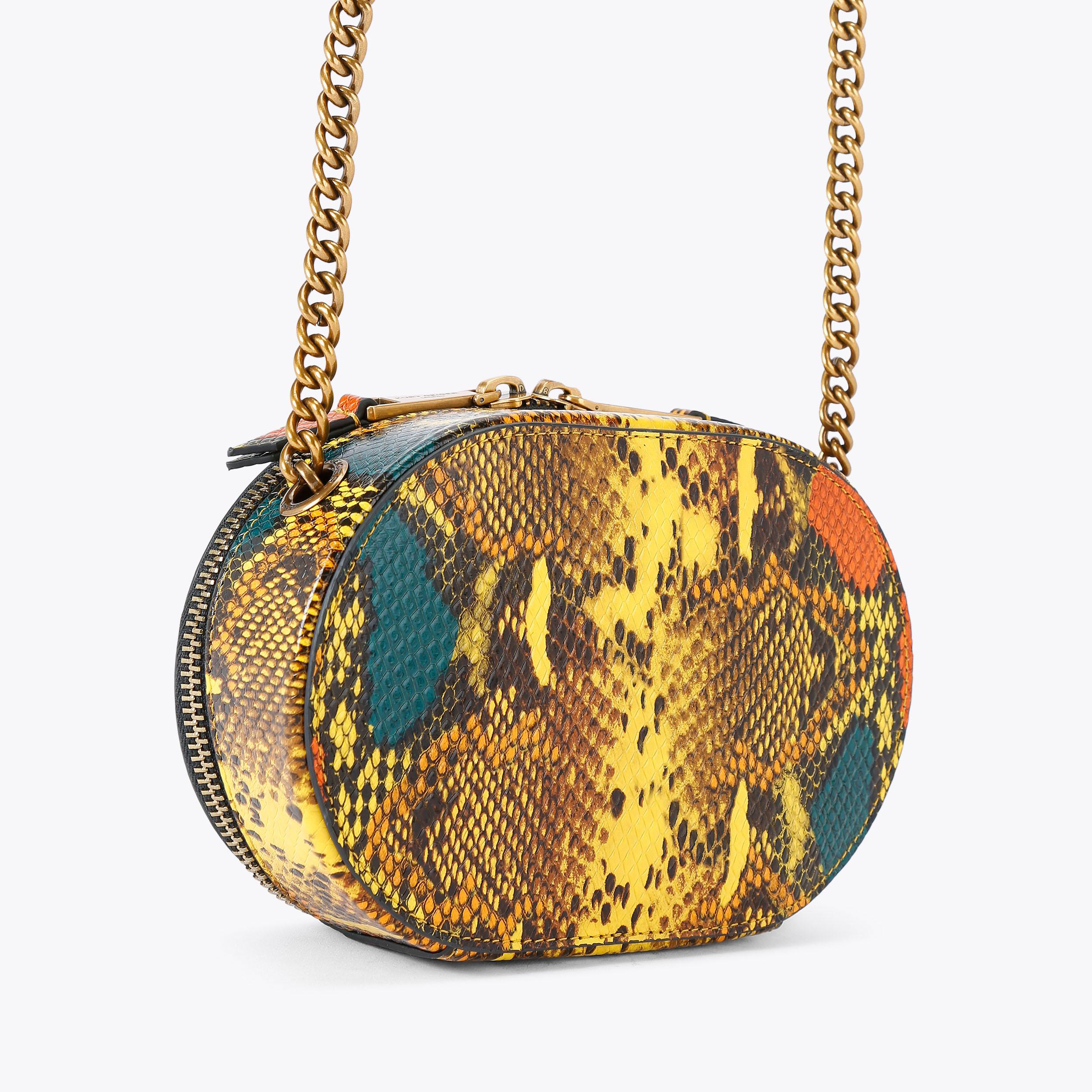 SM CHELSEA CAMERA BAG Yellow Snake Print Camera Bag by KURT GEIGER LONDON