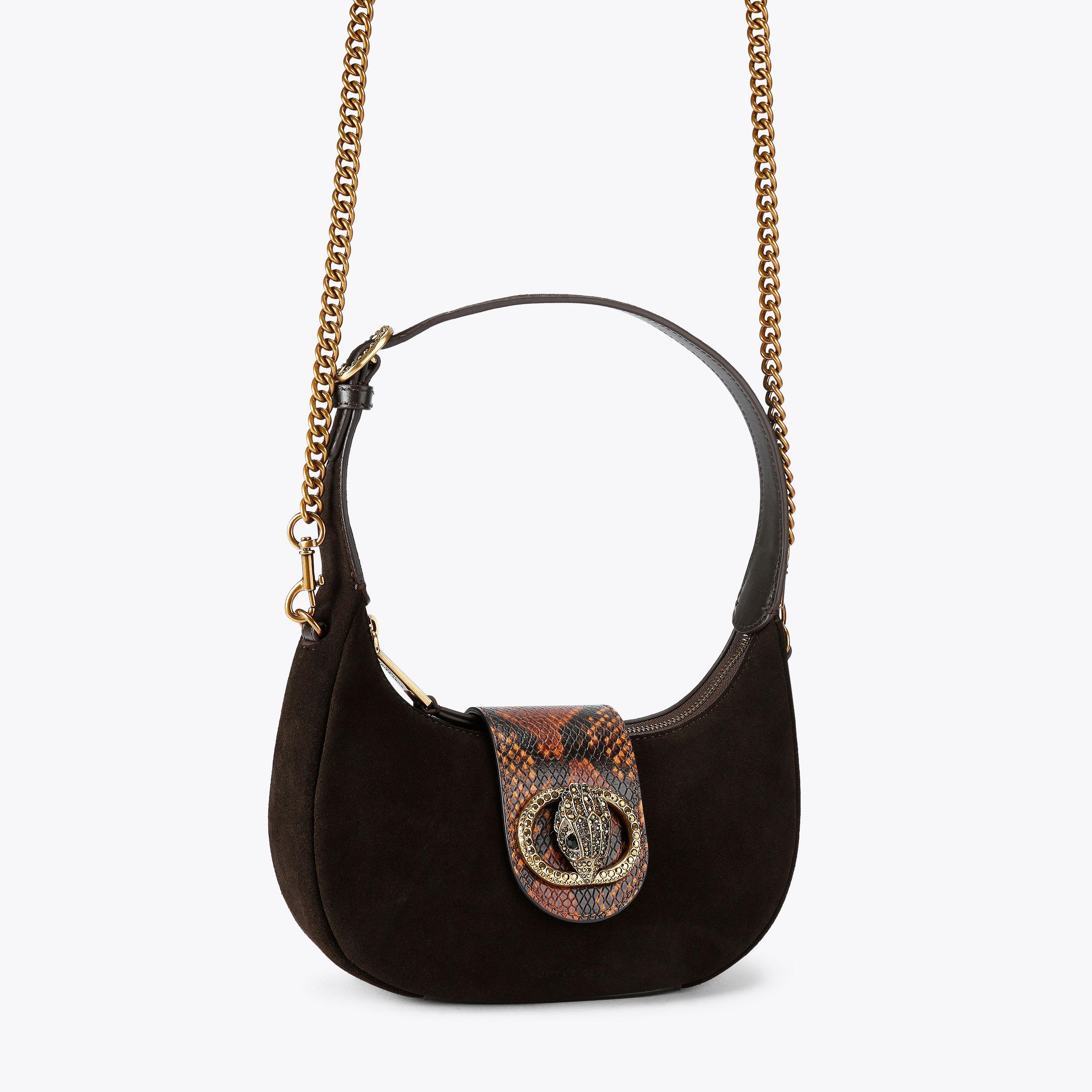 SM CHELSEA HOBO Black Suede Chelsea Hobo Bag by KURT GEIGER LONDON