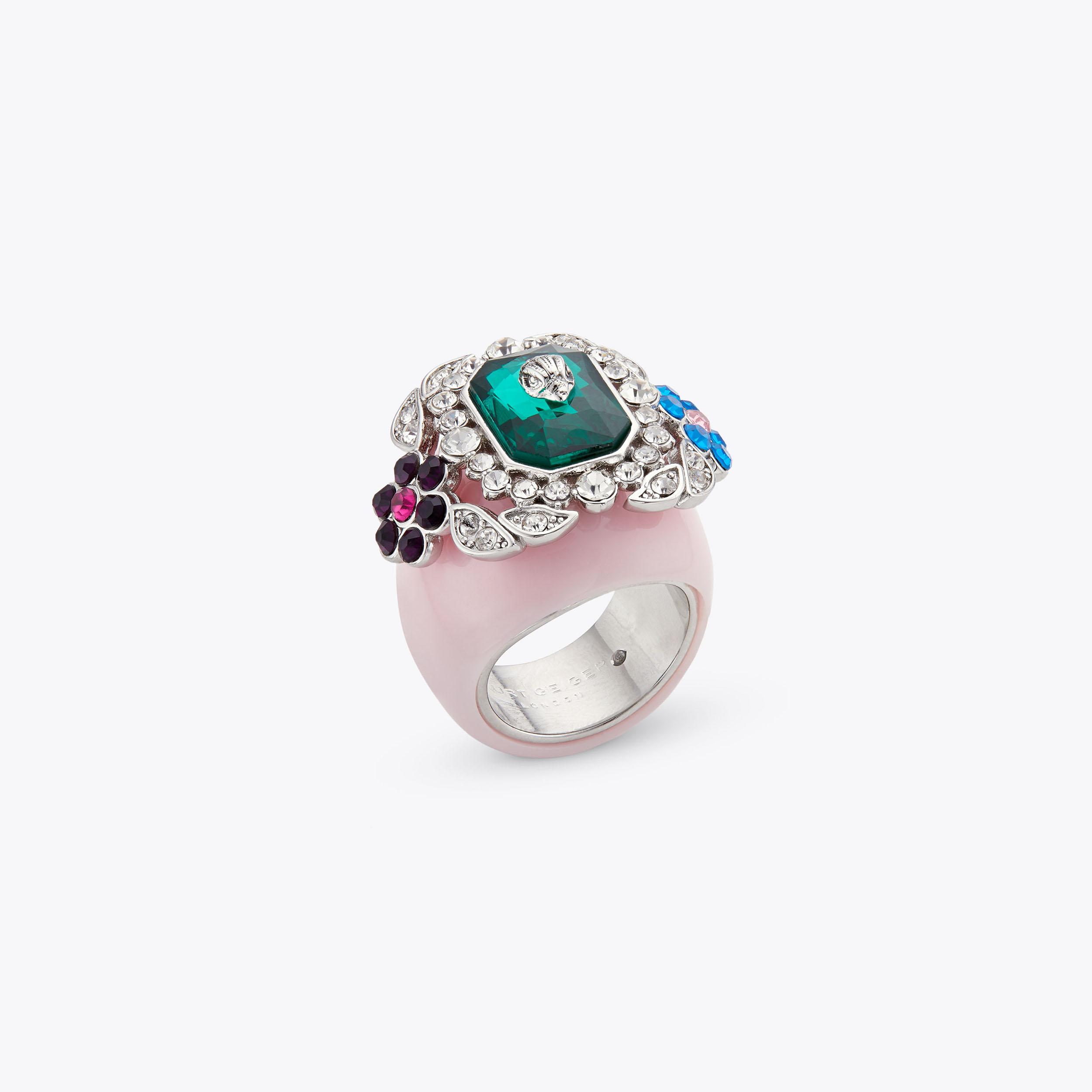 LG MIXED RESIN RING Pale Pink Dome Ring by KURT GEIGER LONDON