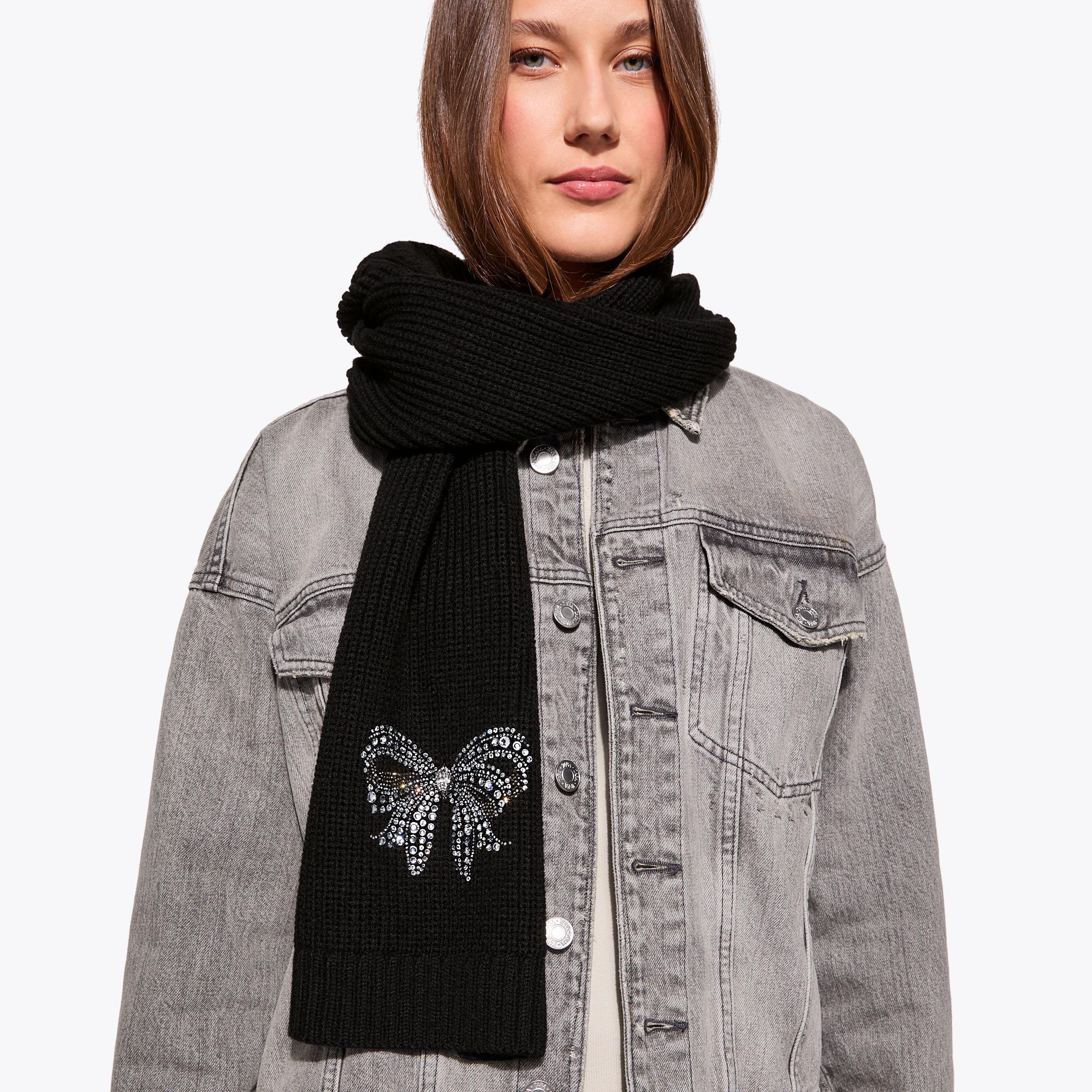 BELGRAVIA BOW SCARF Black Knitted Scarf by KURT GEIGER LONDON