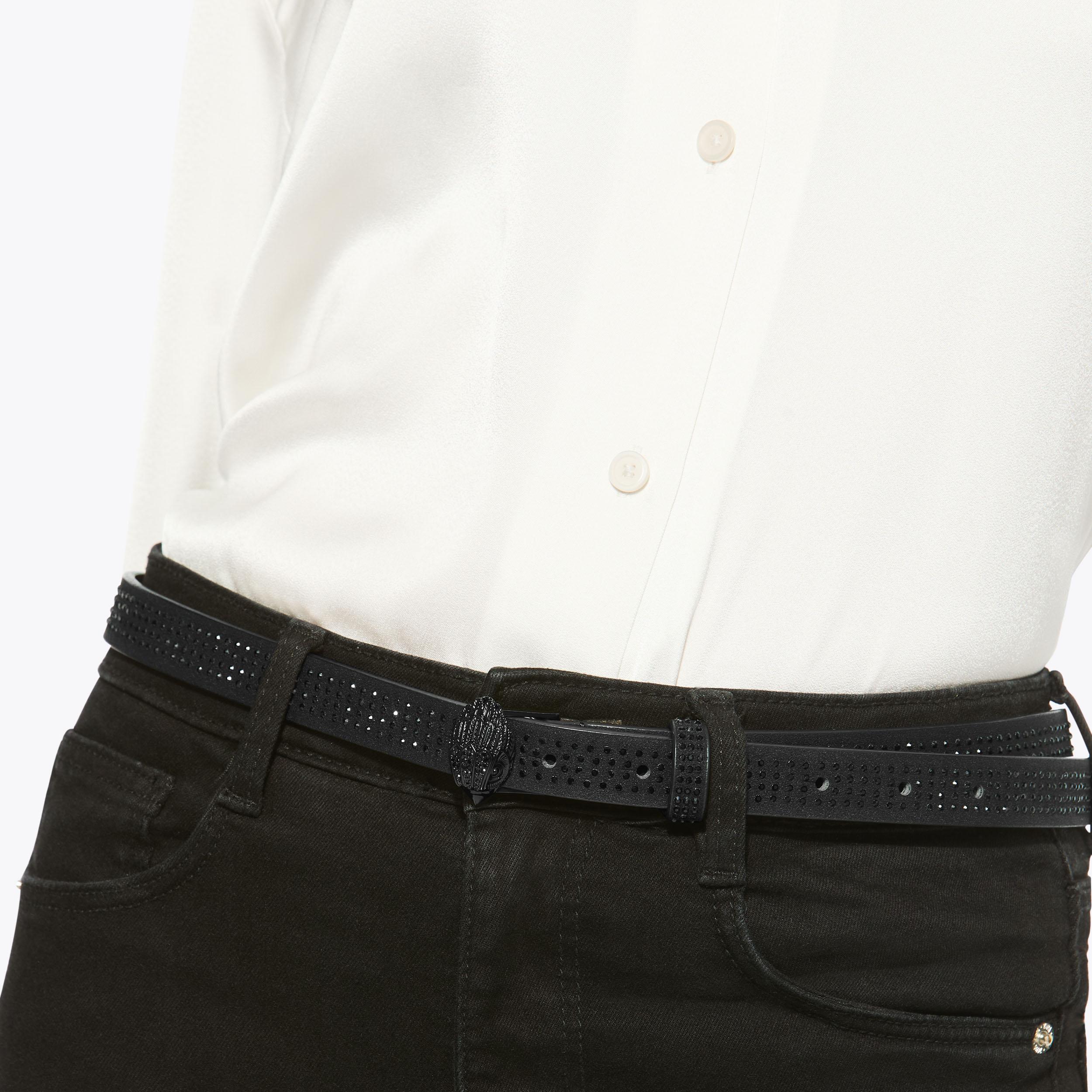 KENSINGTON GEM 20 BELT Black Crystal Belt by KURT GEIGER LONDON