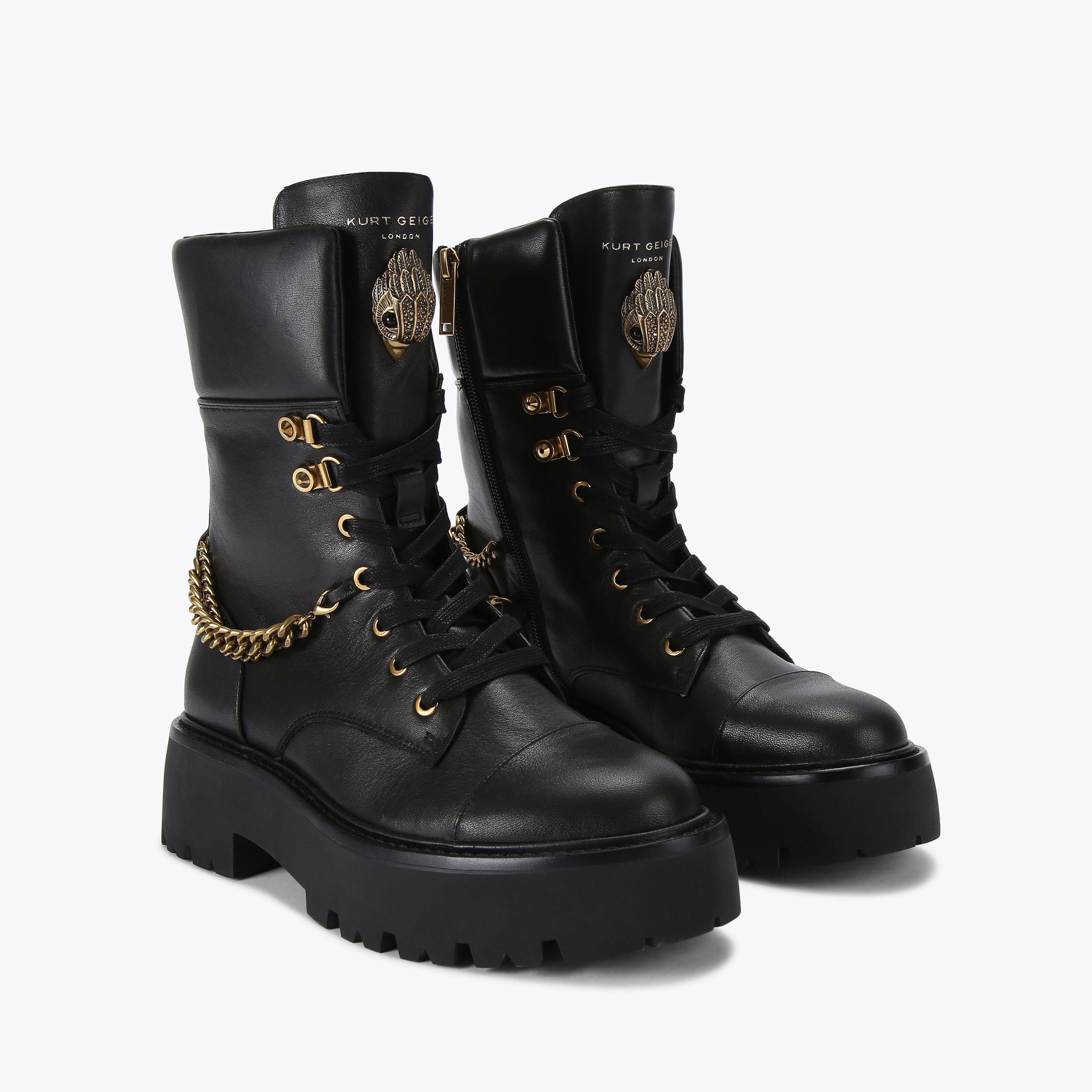 KENSINGTON COMBAT BOOT Black Combat Boot by KURT GEIGER LONDON