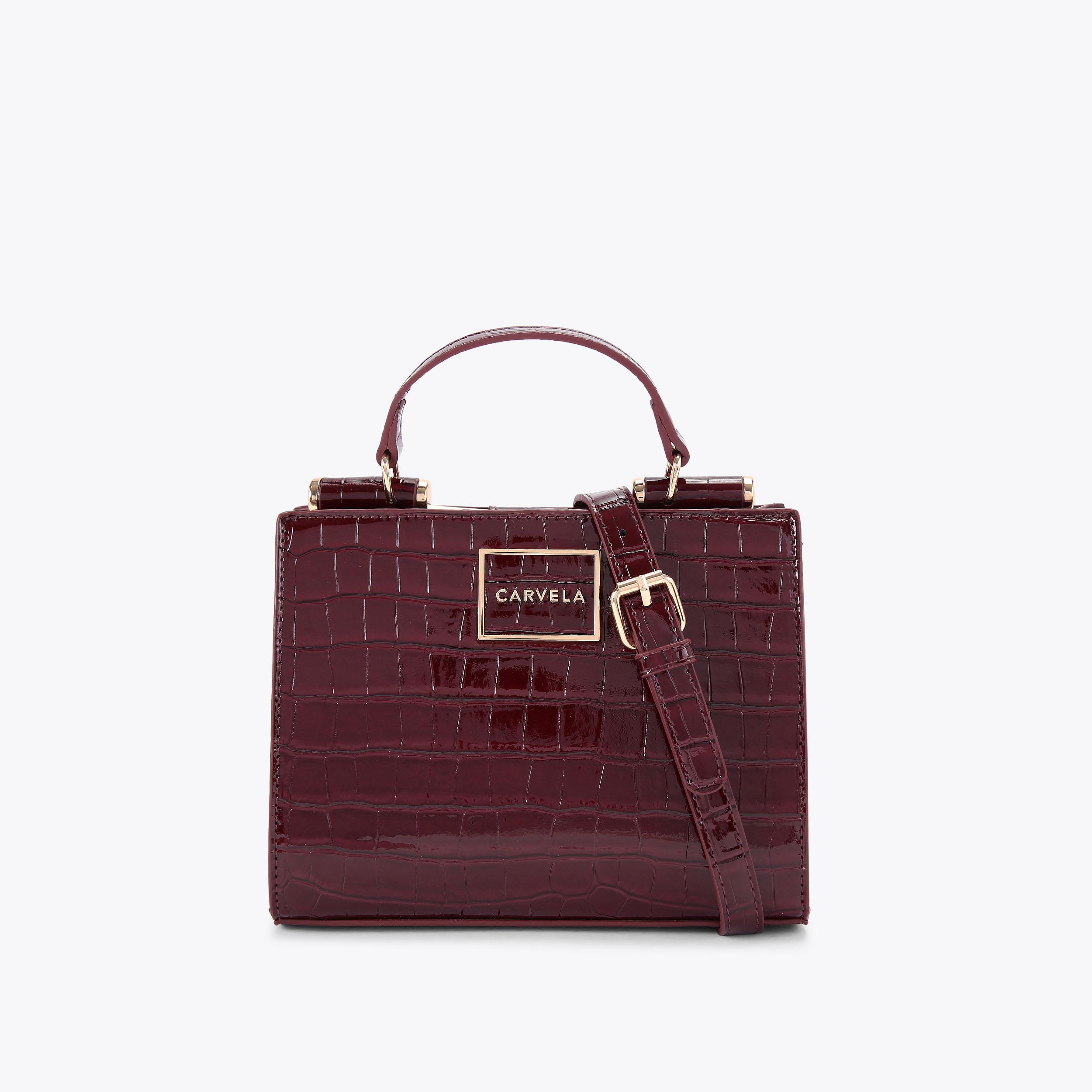 JESSICA MINI TOTE 2 Dark Red Croc Embossed Tote Bag by CARVELA
