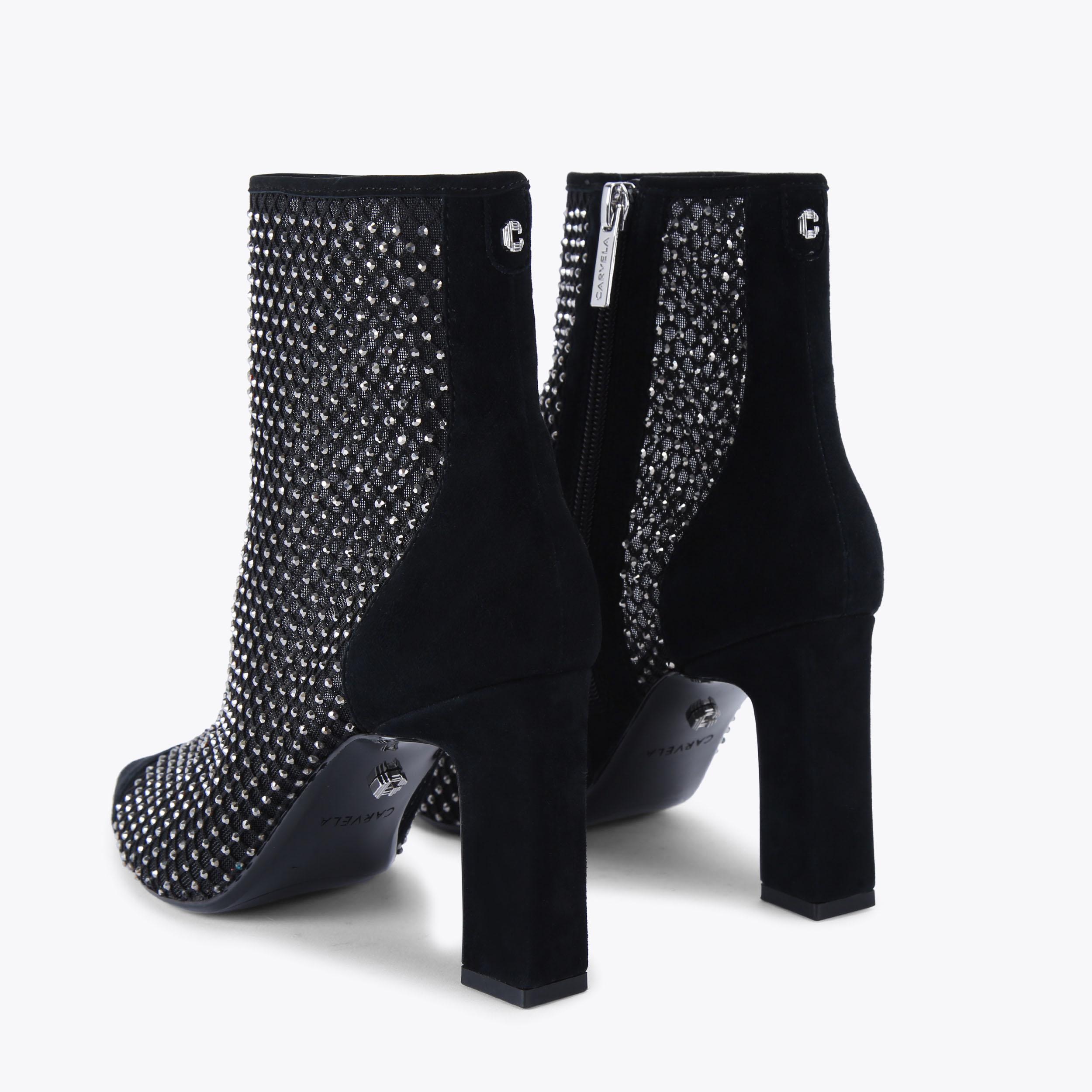 HOTSOX ANKLE POINT Black Crystal Ankle Boot by CARVELA