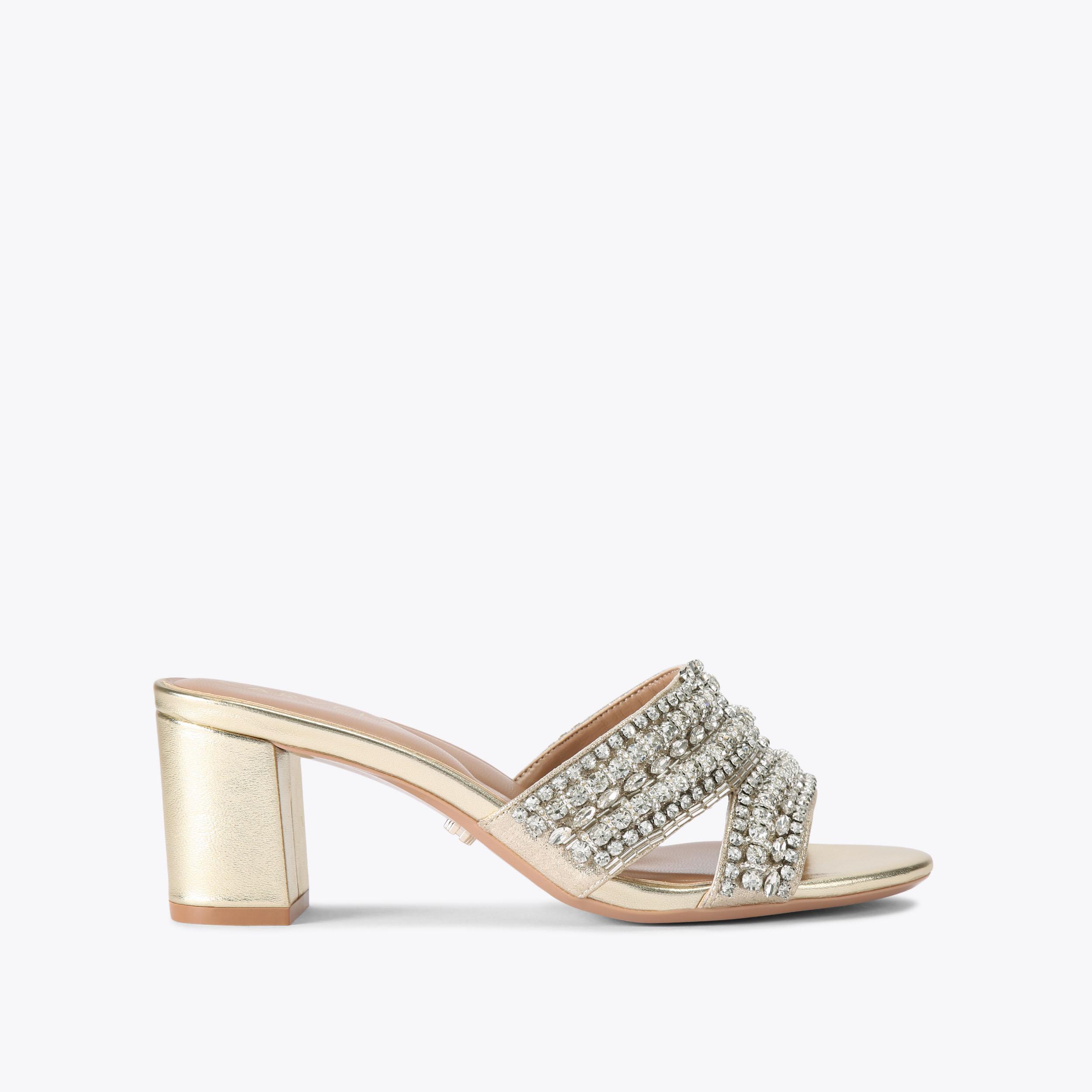 PAGEANT BLOCK Crystal Block Heel Mule by CARVELA
