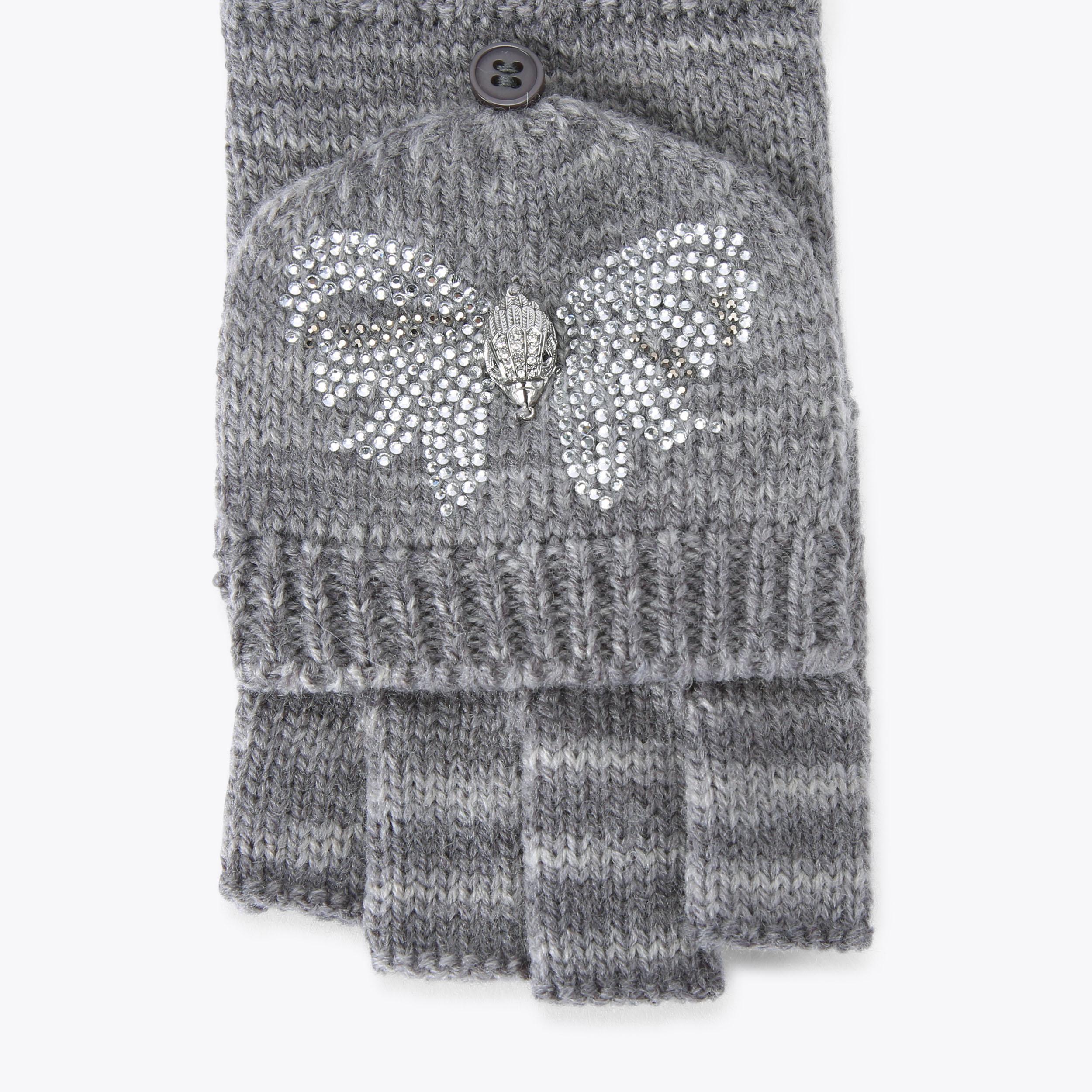BELGRAVIA BOW MITTENS Grey Fabric Mittens by KURT GEIGER LONDON